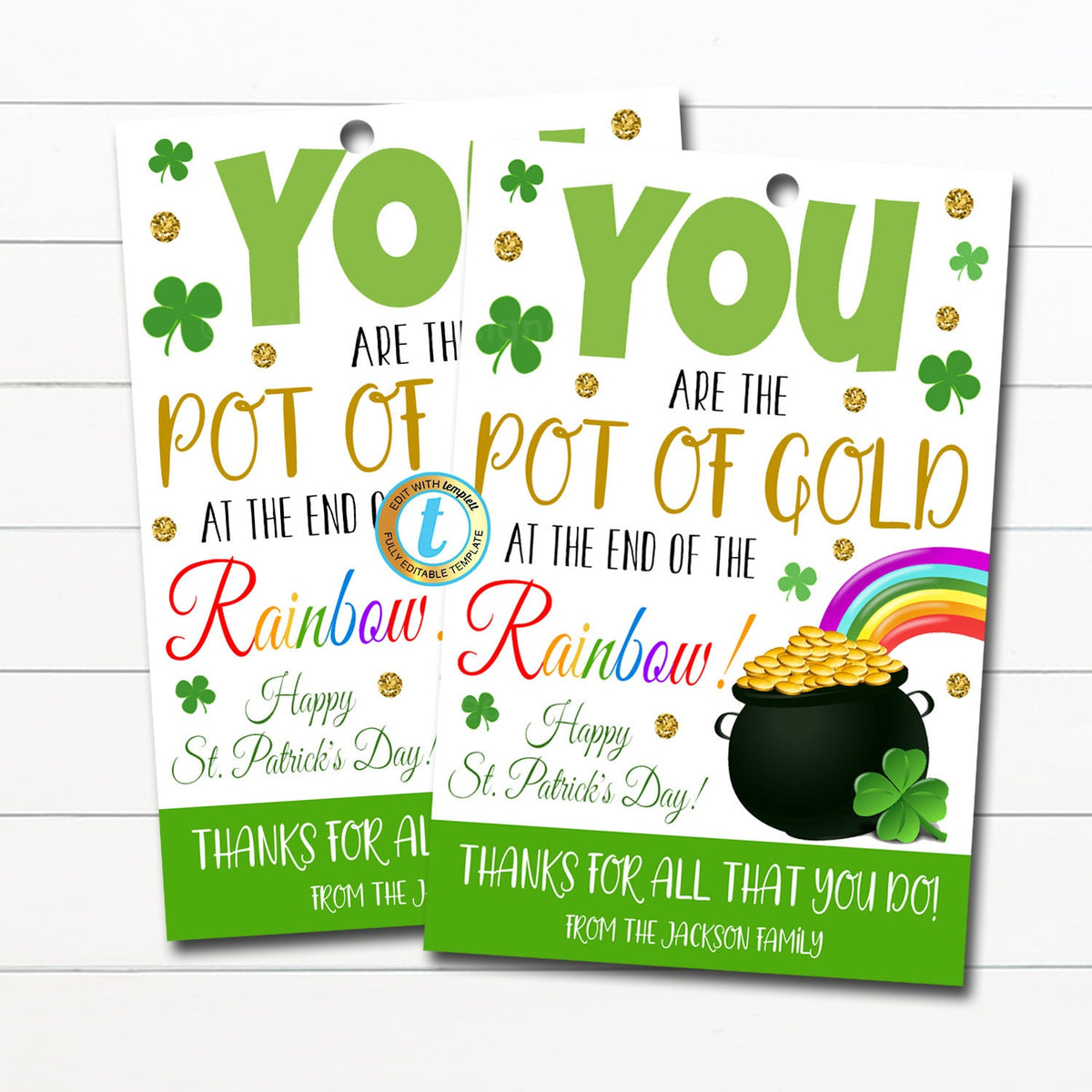St. Patrick's Day Thank You Gift Tags | TidyLady Printables