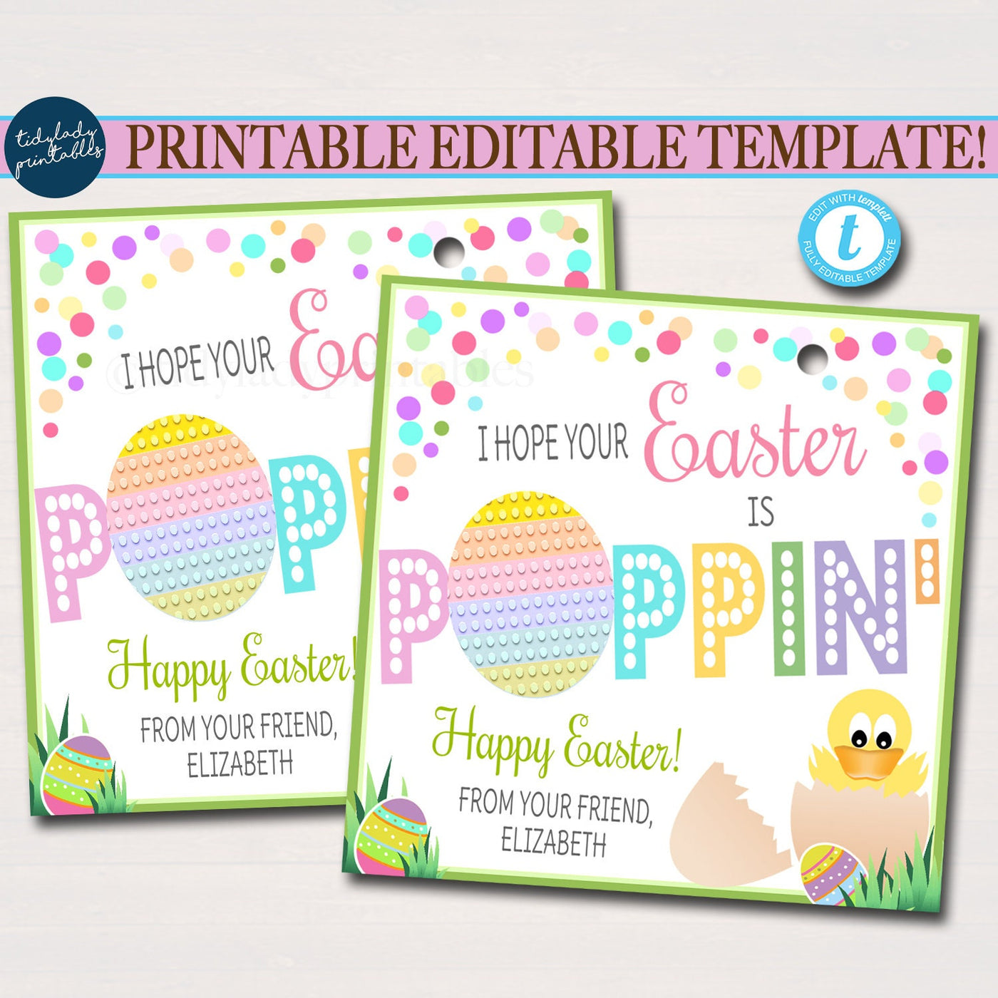 Easter Pop It Gift Tags | TidyLady Printables