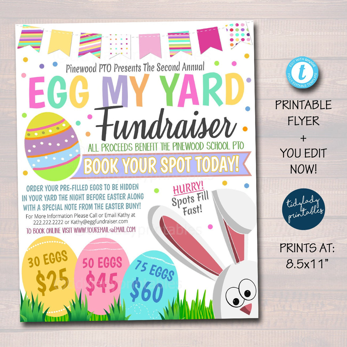 Easter Egg My Yard Fundraiser Flyer | Printable Invite Spring Egg Hunt ...