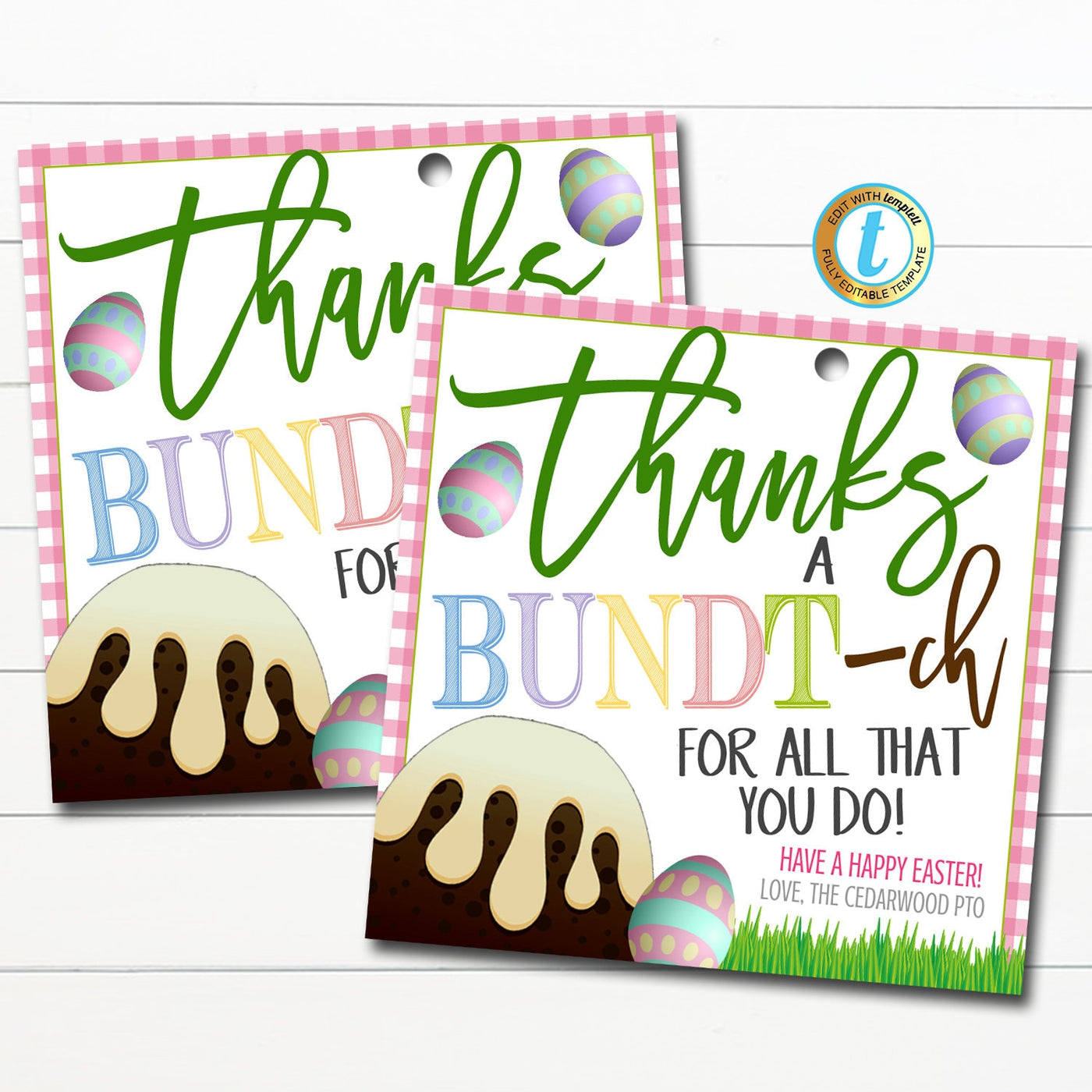 Easter Bundt Cake Gift Tag | Thanks a Bundtch for all you do — TidyLady ...