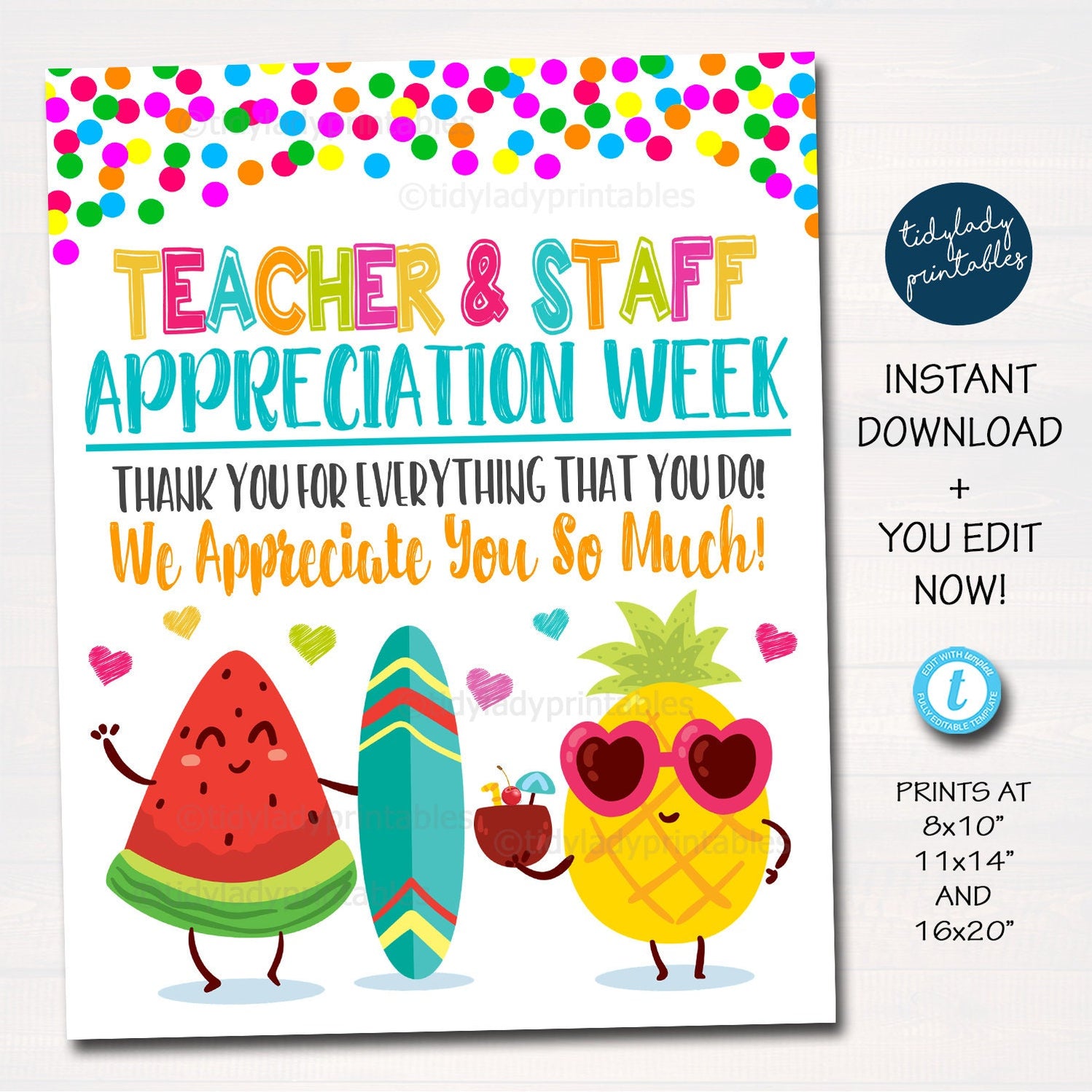 Teacher Appreciation Staff Sign | Tropical Fruit Theme — TidyLady ...