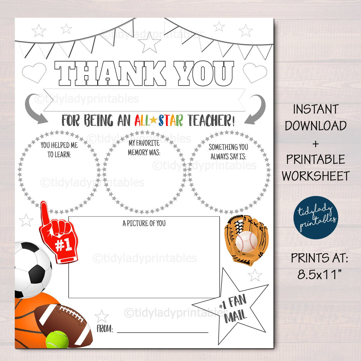 Sports All STar Teacher Appreciation Staff Printable — TidyLady Printables