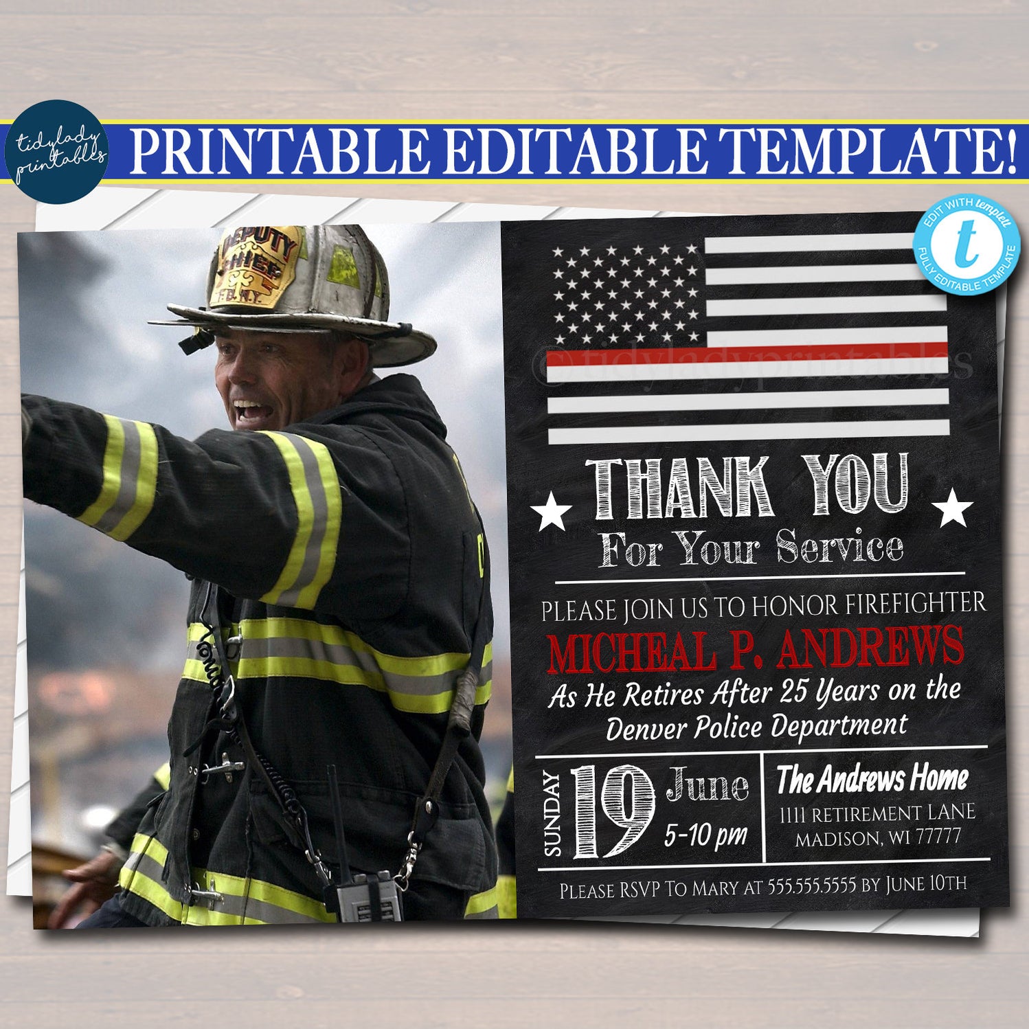 Firefighter Retirement Invitation | TidyLady Printables