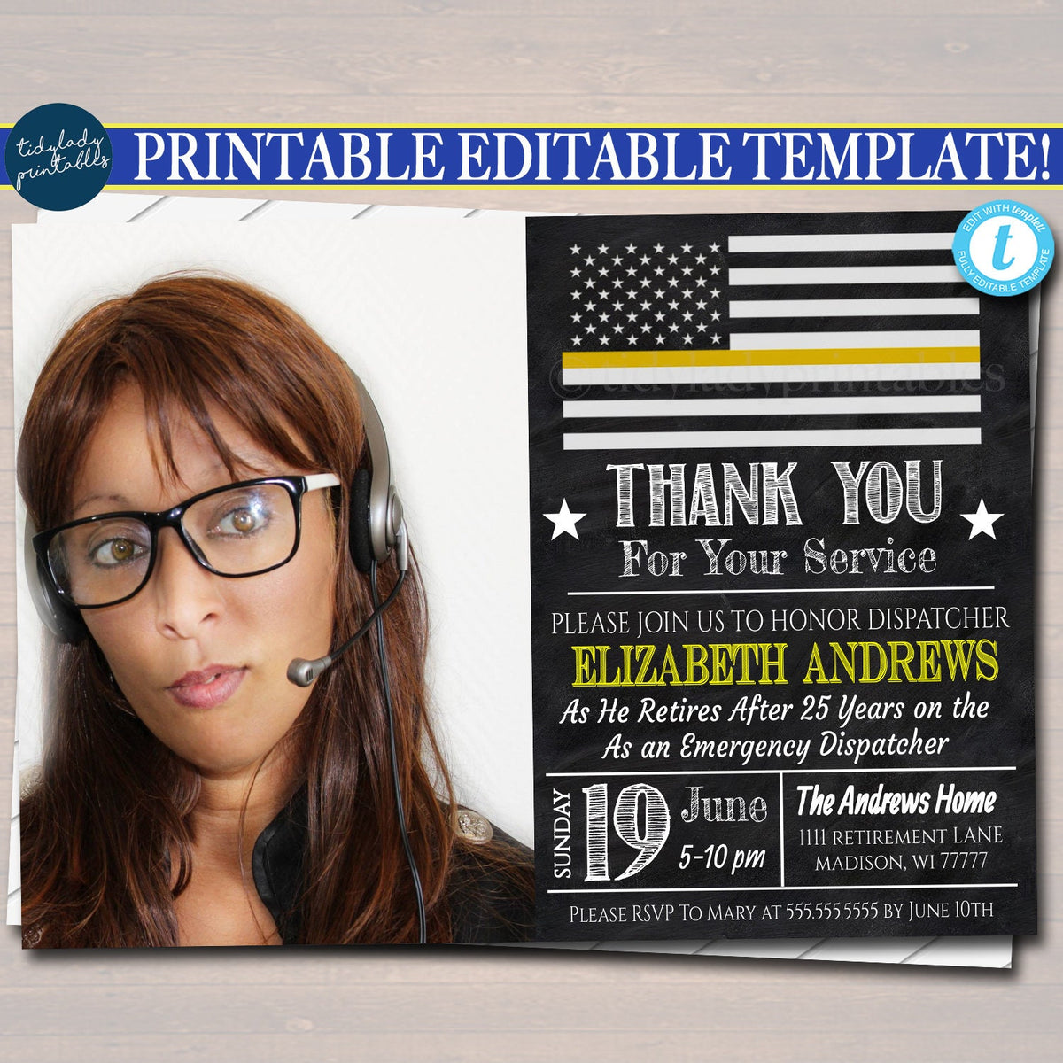 Emergency Dispatcher Retirement Invite | TidyLady Printables
