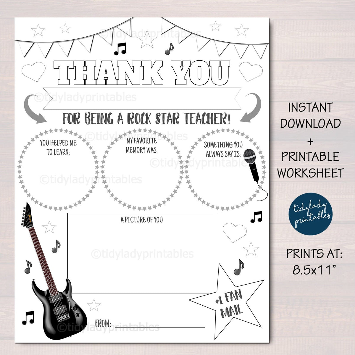 Music You Rock Teacher Appreciation Week Fan Mail — TidyLady Printables