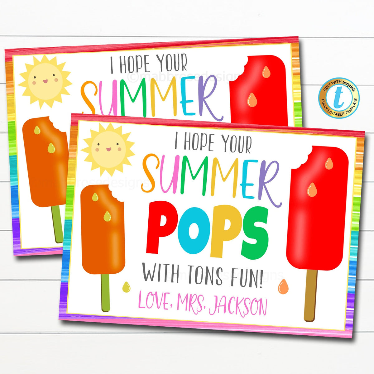 Summer Teacher Postcard to Students Printable Template — TidyLady ...