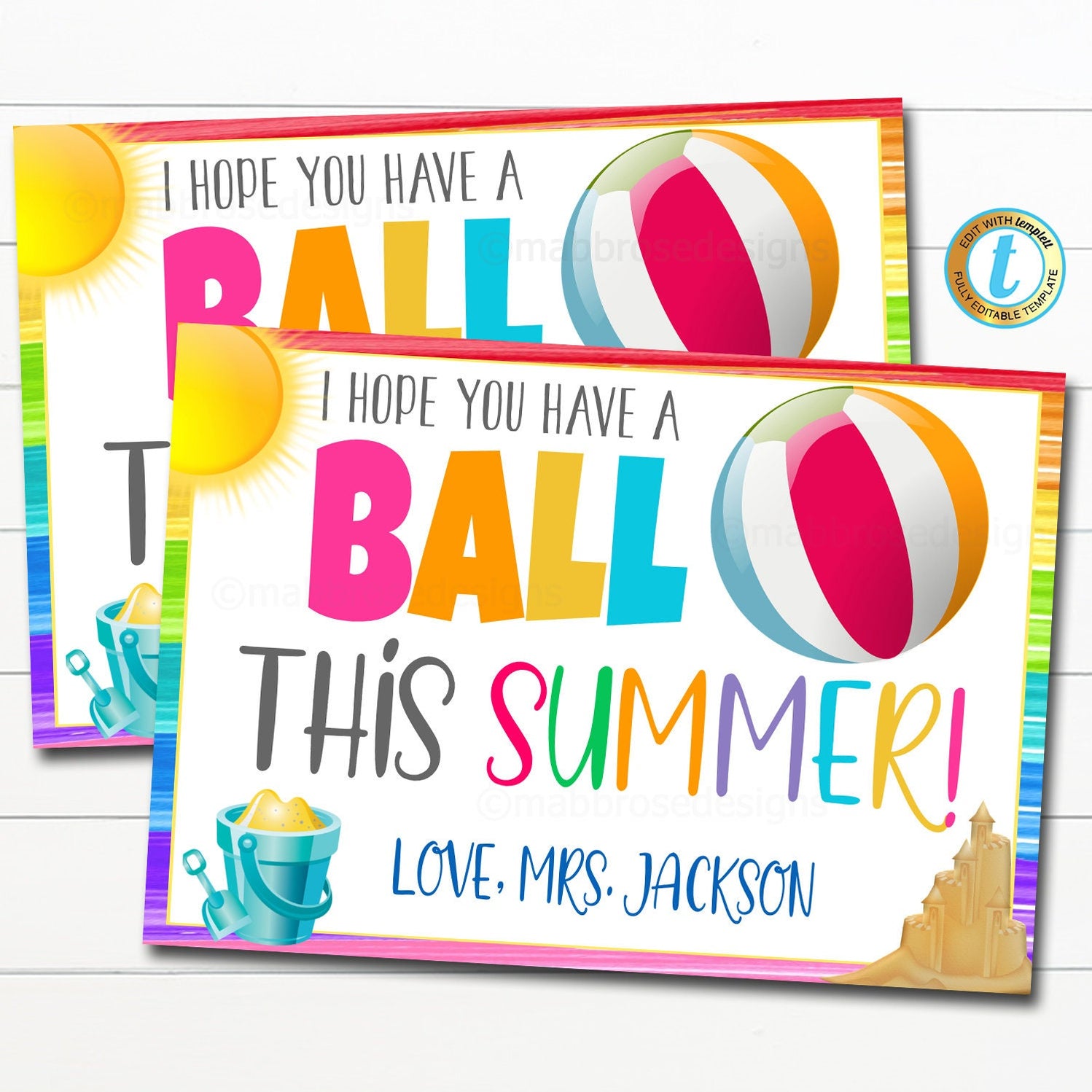 Summer Teacher Postcard to Students Printable Teamplate — TidyLady ...