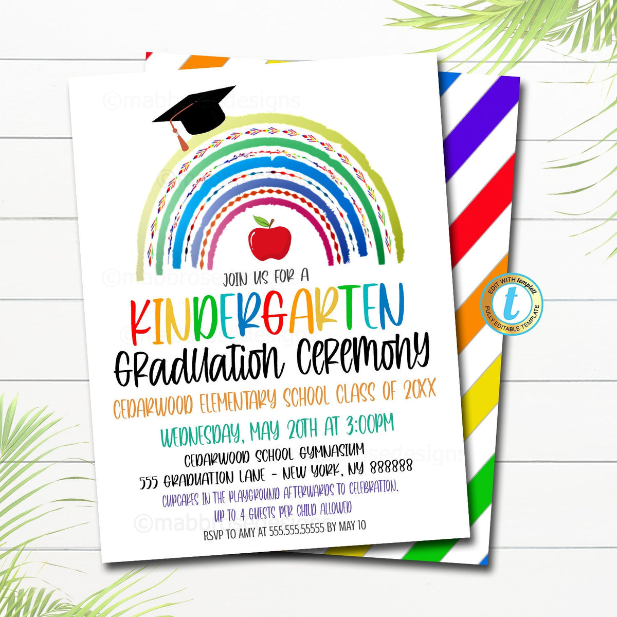 Editable Graduation Invitation Printable Kindergarten — TidyLady Printables