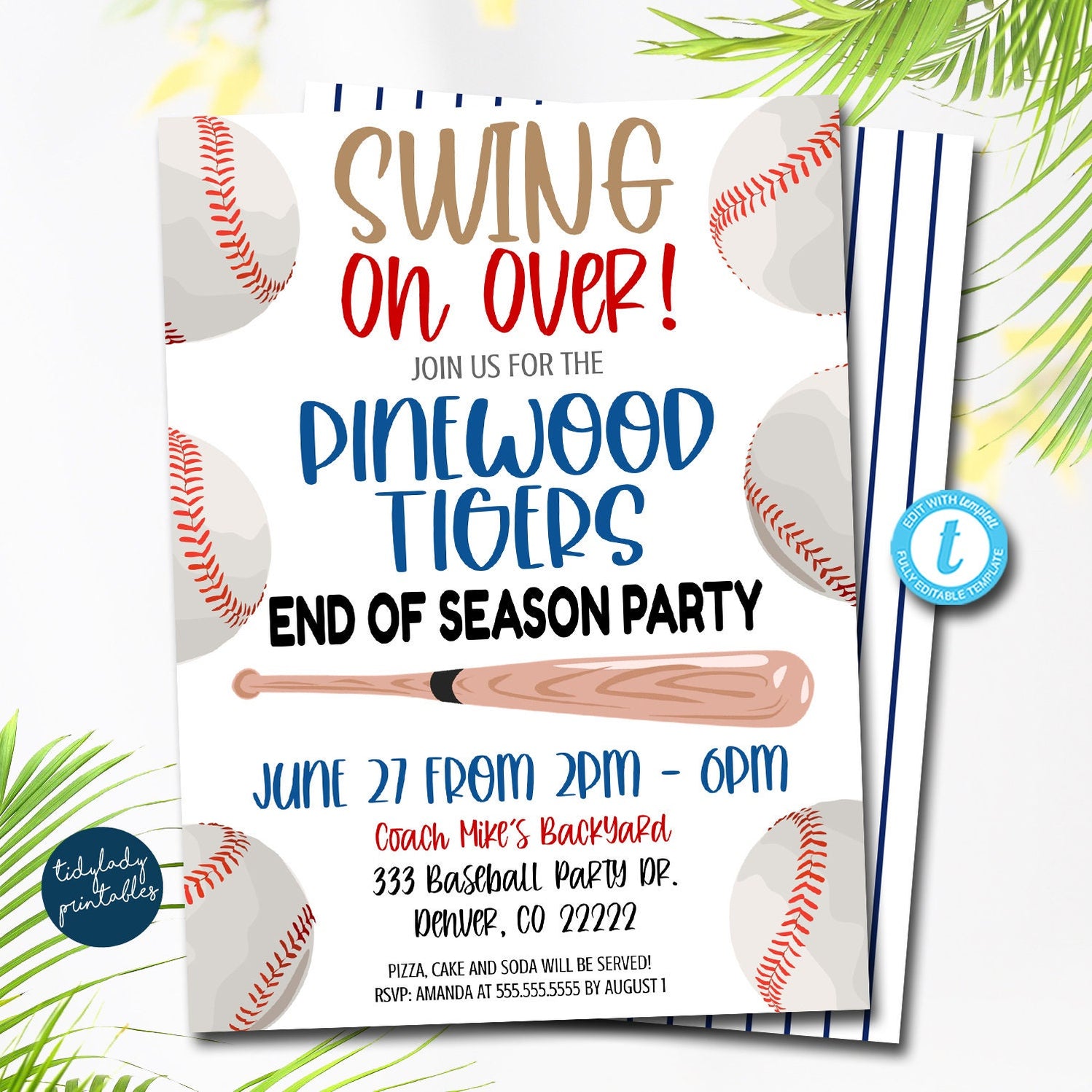 Baseball End Of Season Party Invitation | TidyLady Printables