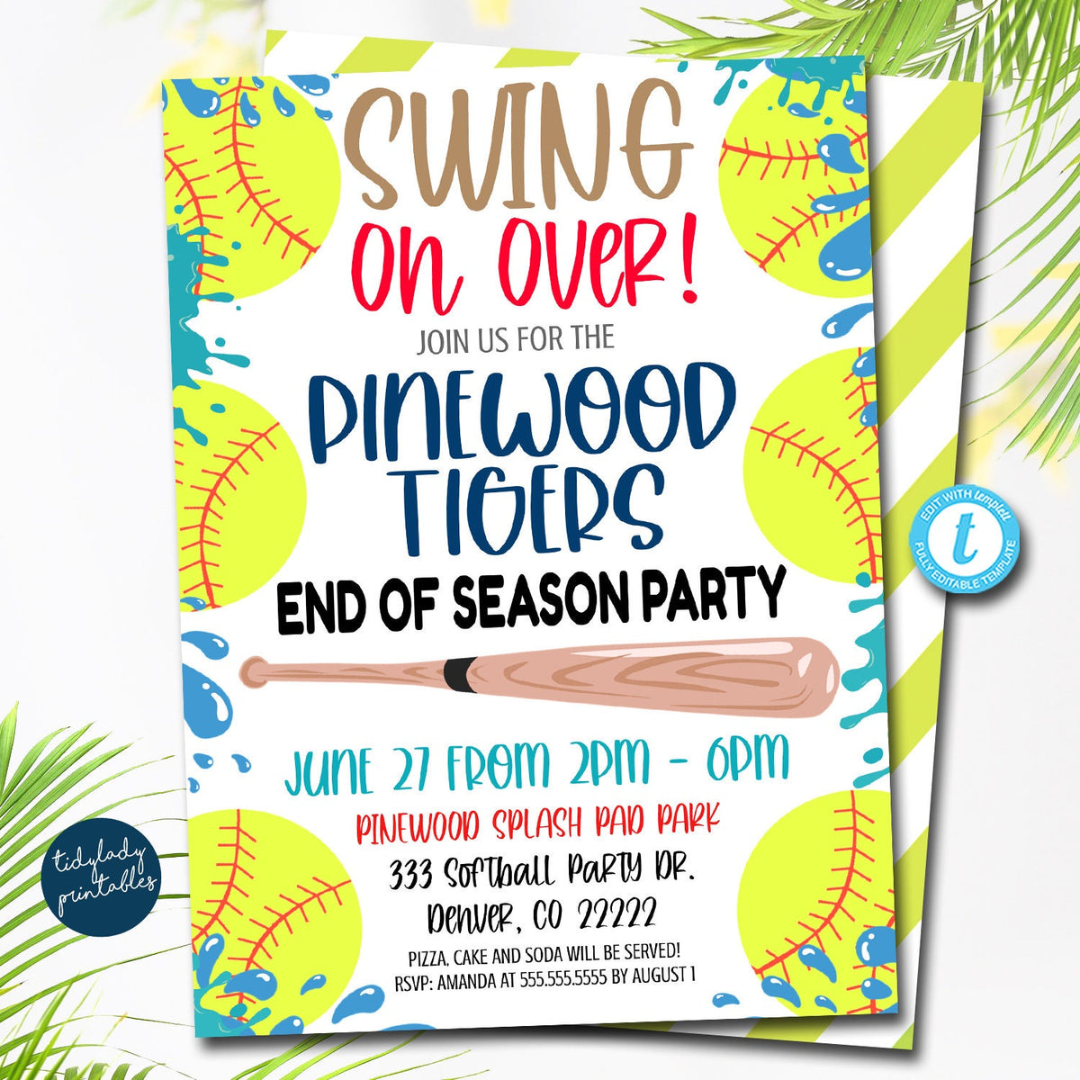 Softball end Of Season Party Invitation | TidyLady Printables