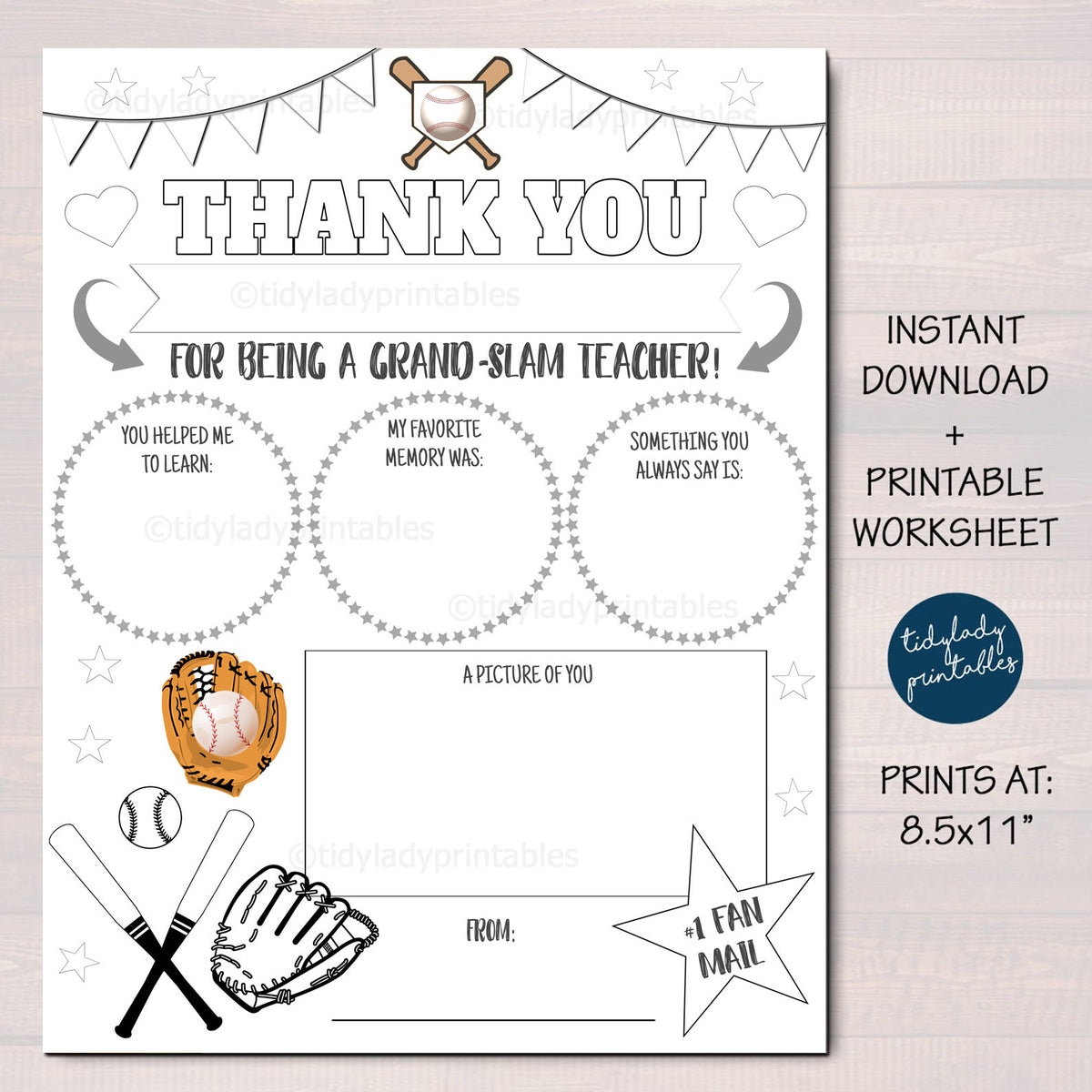 Baseball Teacher Appreciation Staff Printable — TidyLady Printables