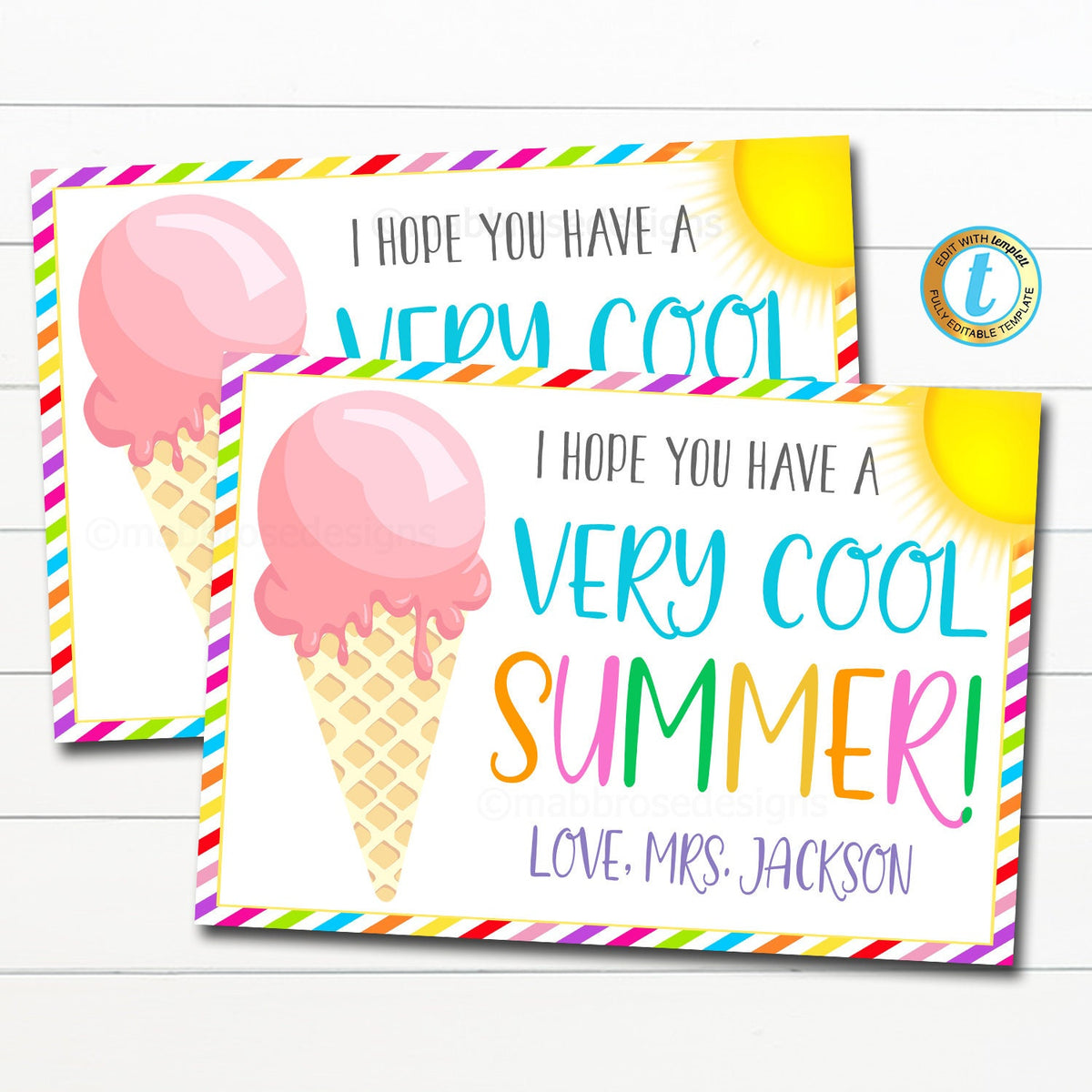 Summer Teacher Postcard to Students Printable — TidyLady Printables