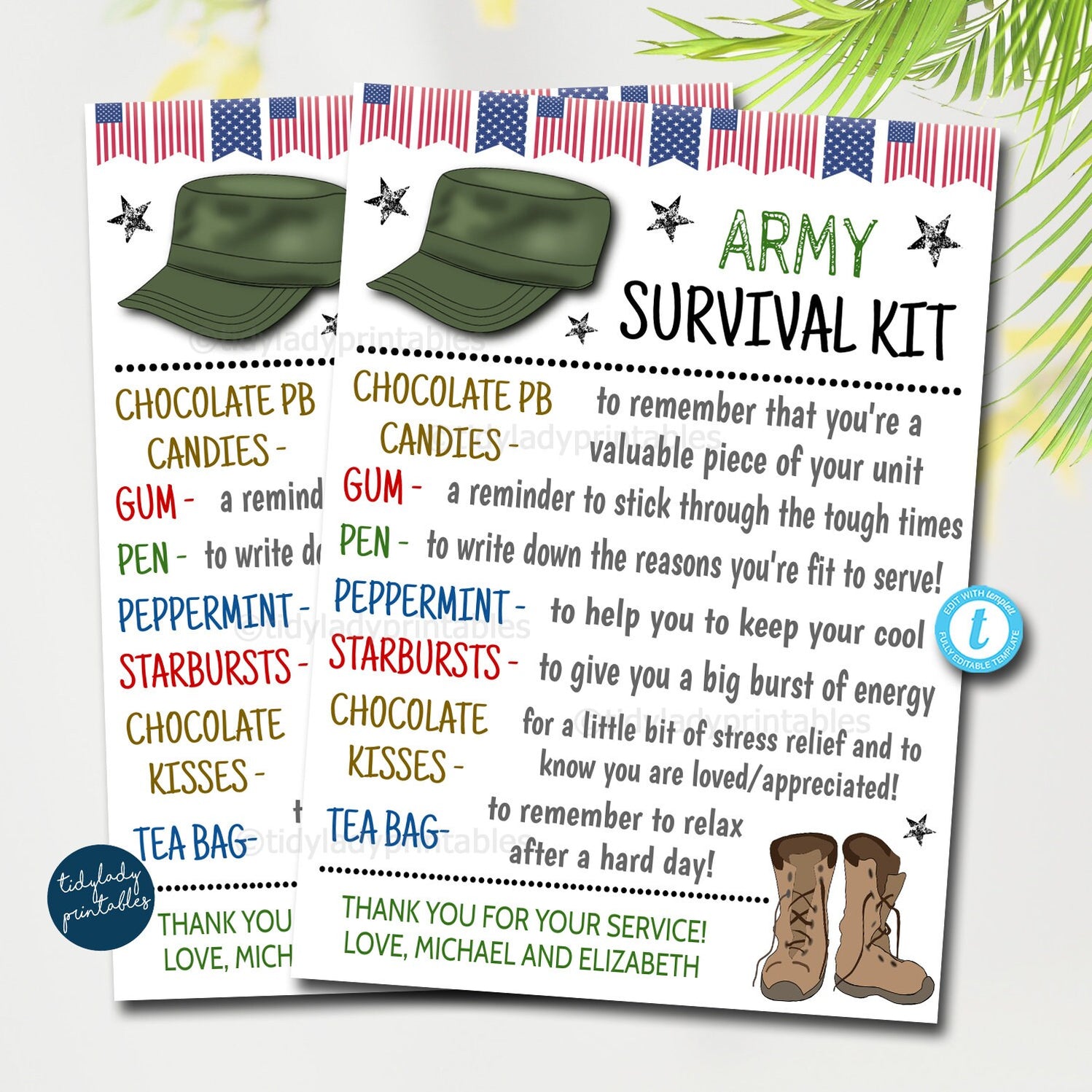 Army Survival Kit Gift Tags | TidyLady Printables