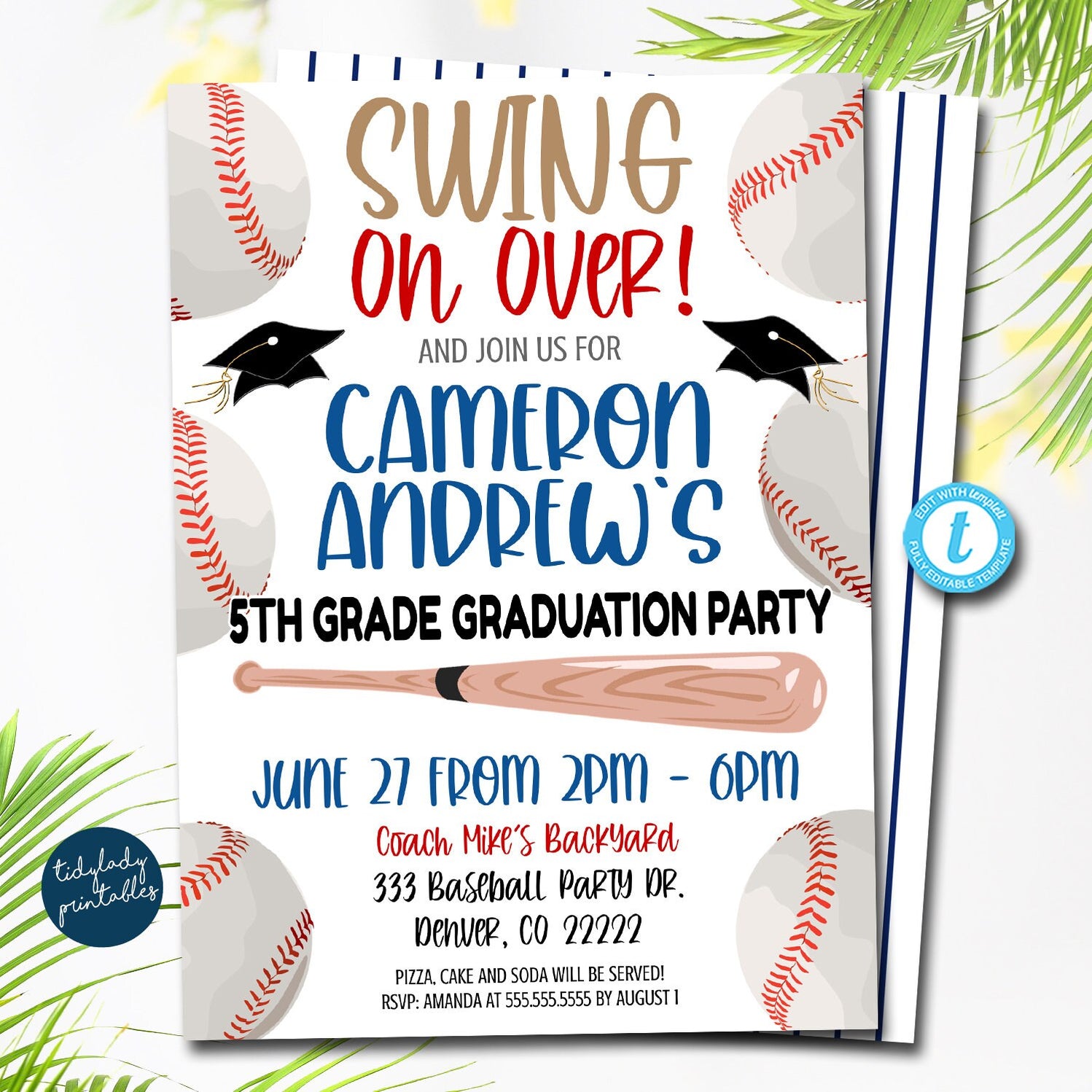 Baseball Graduation Party Invitation | TidyLady Printables
