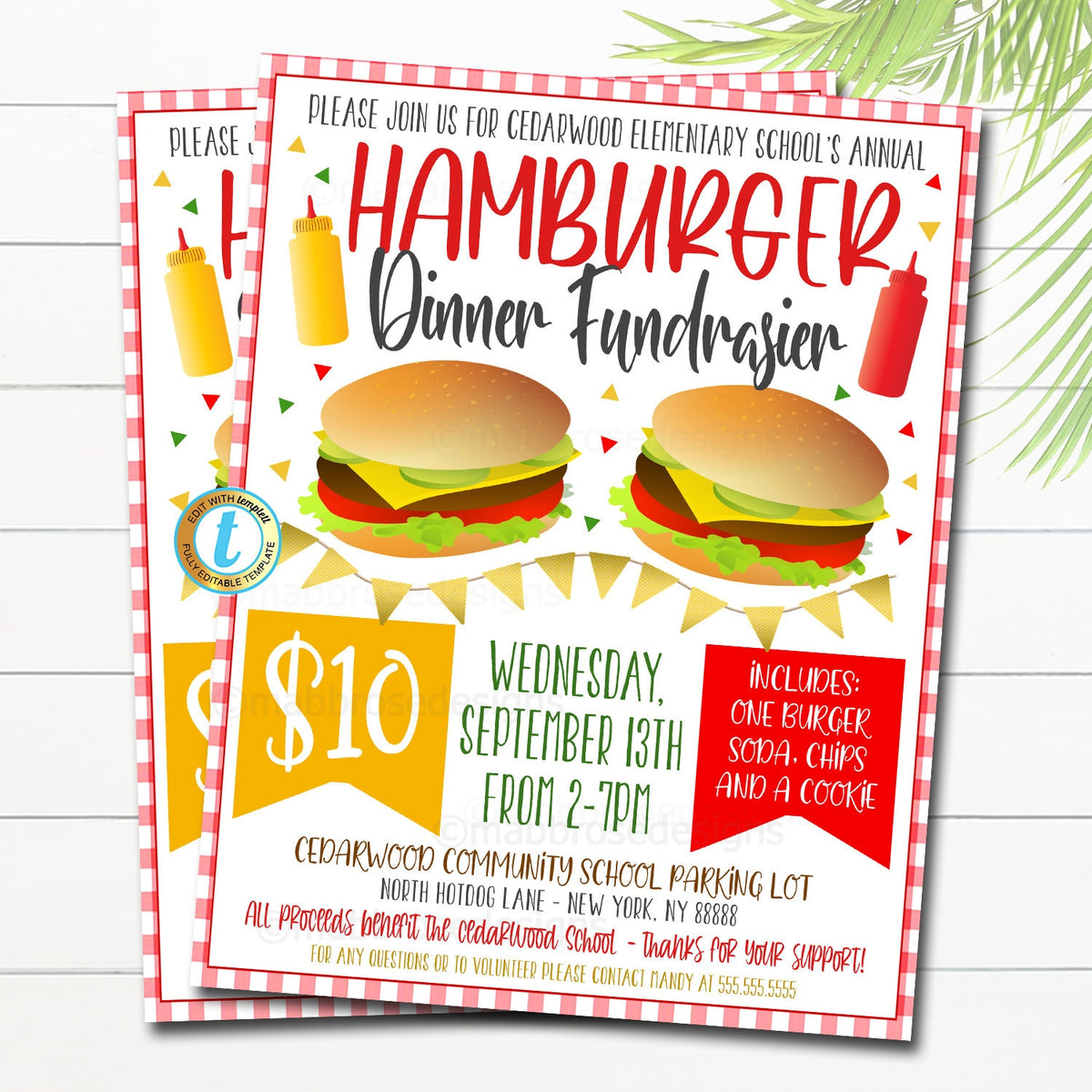 Hamburger Dinner Fundraiser Flyer | TidyLady Printables