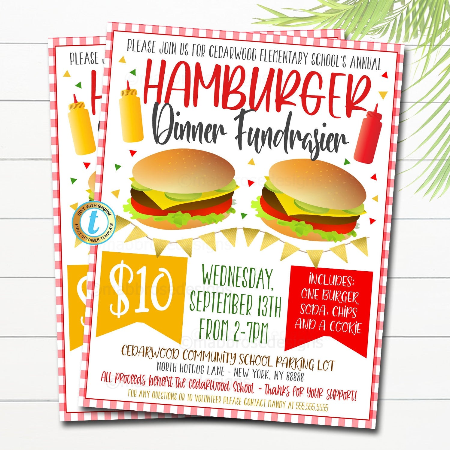 Hamburger Dinner Fundraiser Flyer | TidyLady Printables