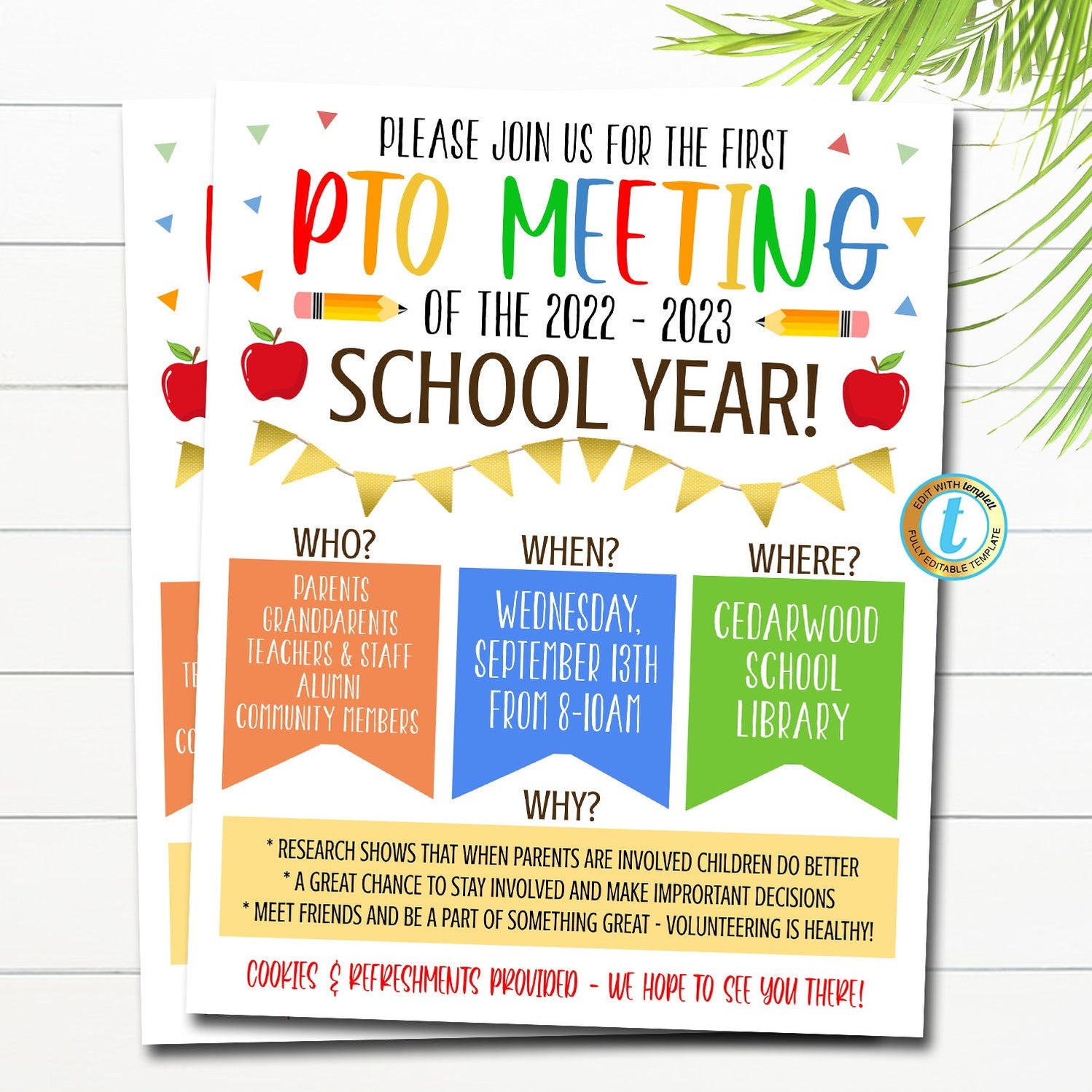 PTO PTA Meeting Flyer | Parent School Newsletter — TidyLady Printables