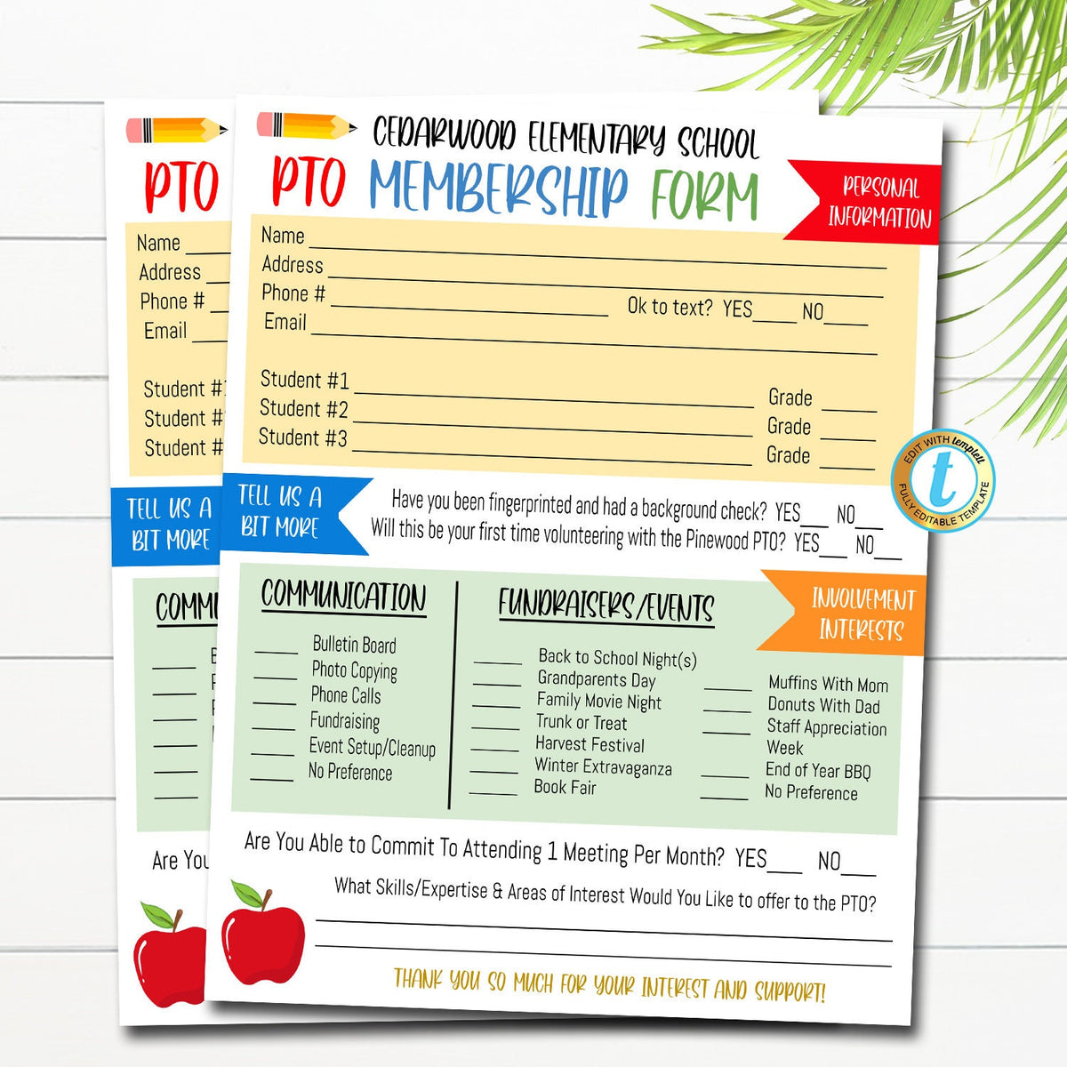 Printable PTO PTA Membership Form | TidyLady Printables