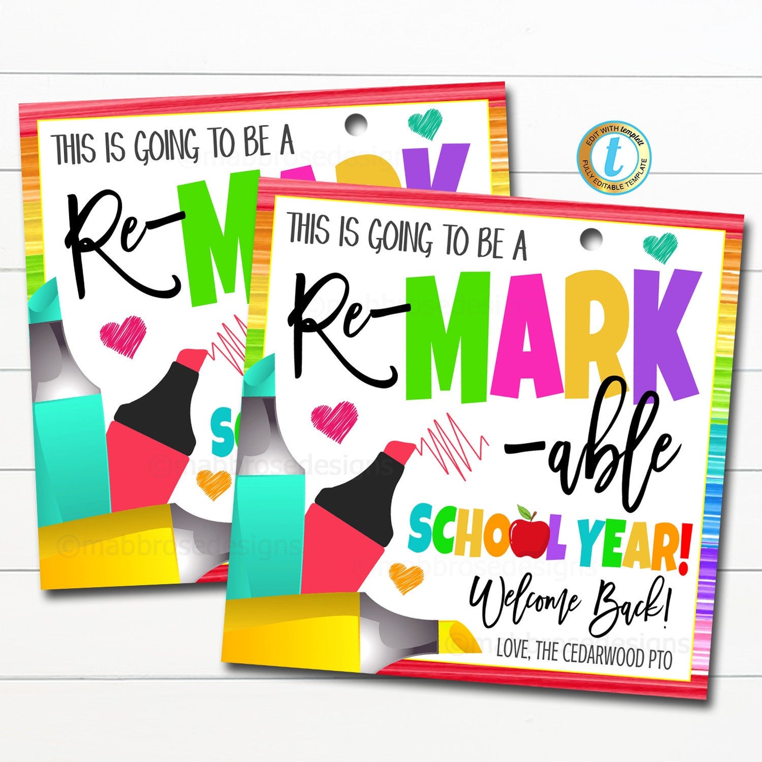 First Day of School Marker Gift tags | TidyLady Printables