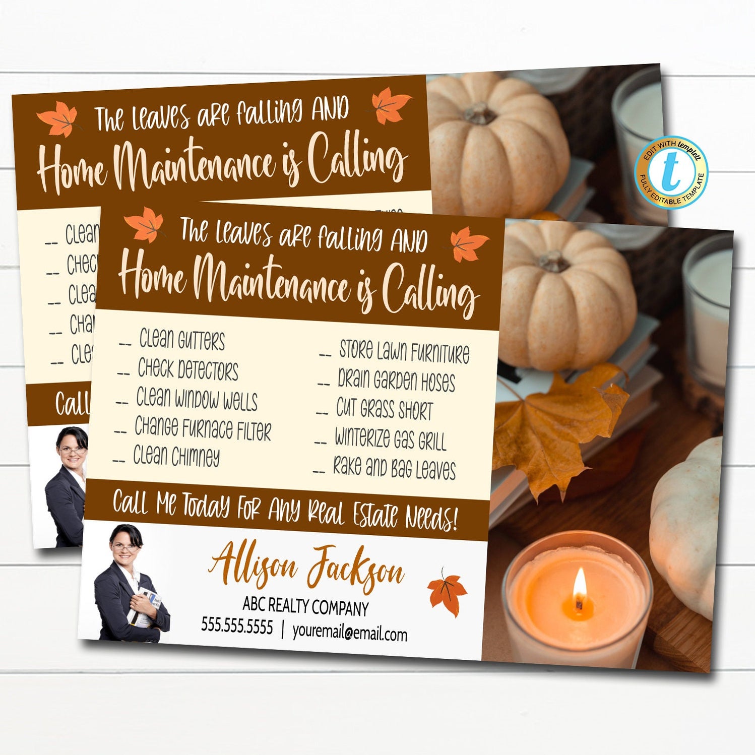 Fall Real Estate Marketing Postcard | TidyLady Printables