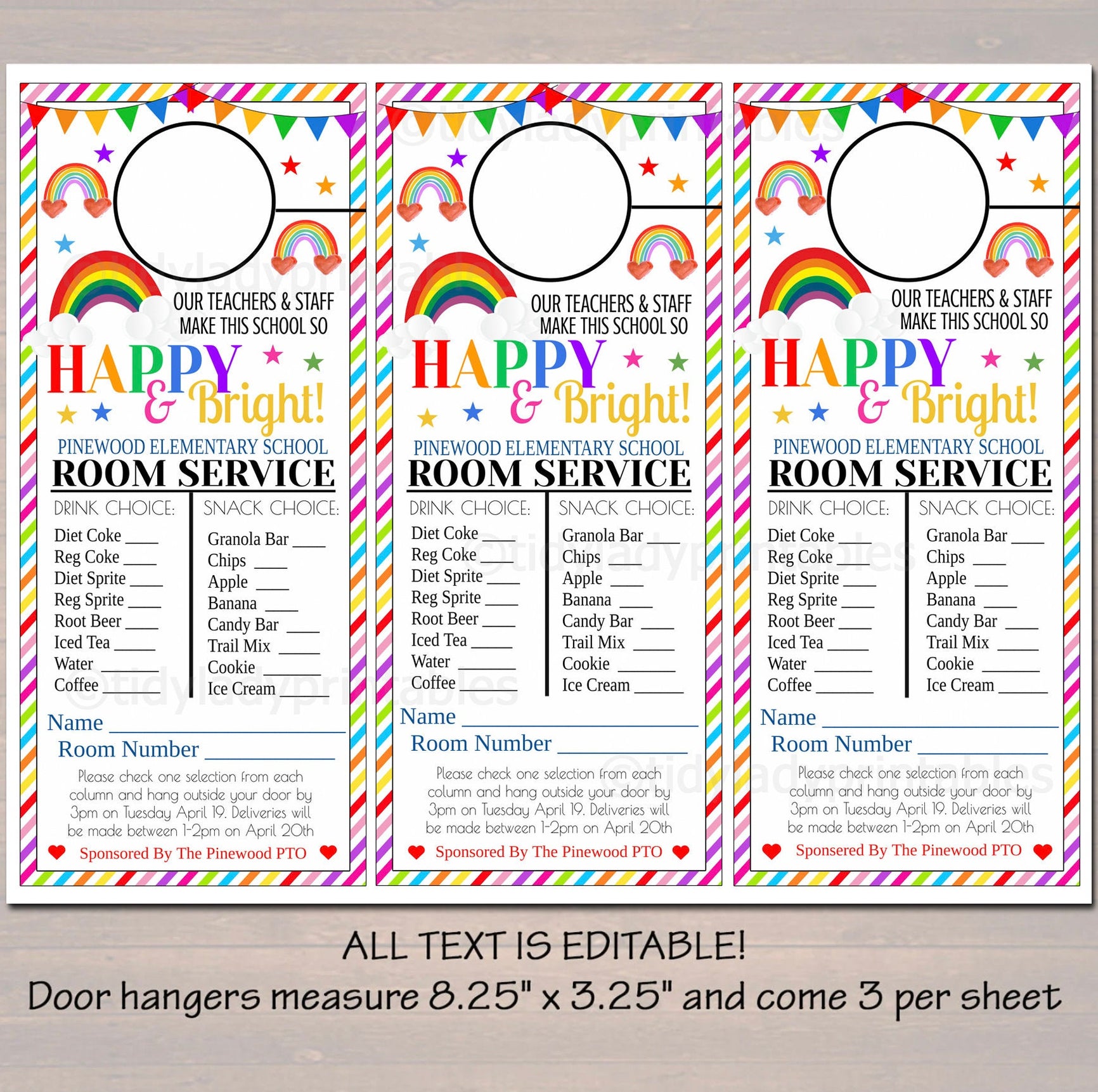 Rainbow Room Service Door Hanger | Teacher Appreciation Week — TidyLady ...