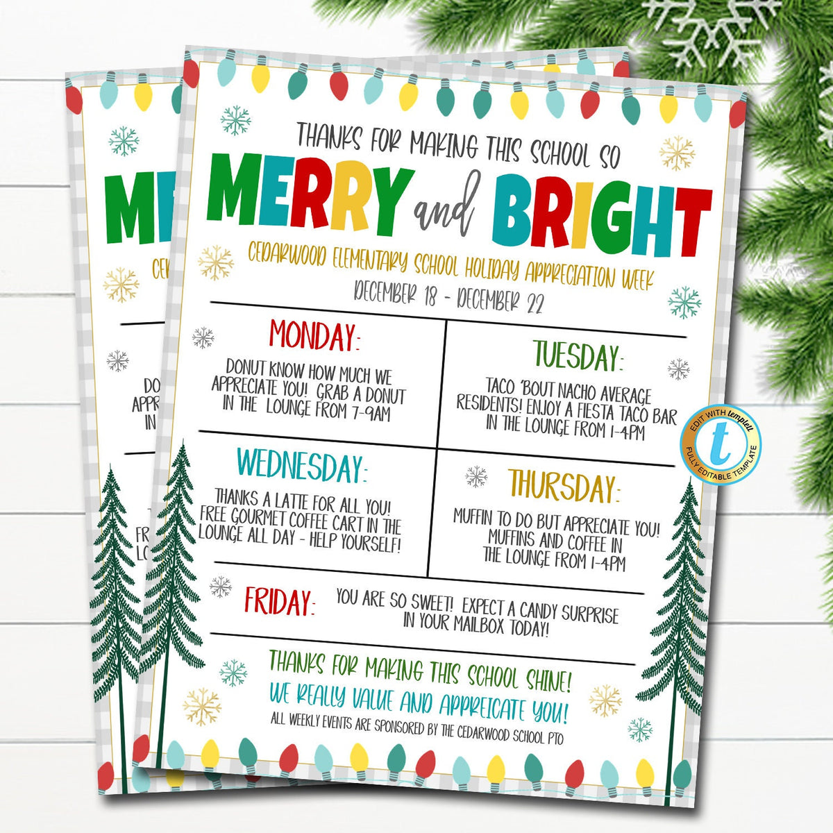 Holiday Teacher and Staff Appreciation Itinerary, Christmas — TidyLady ...