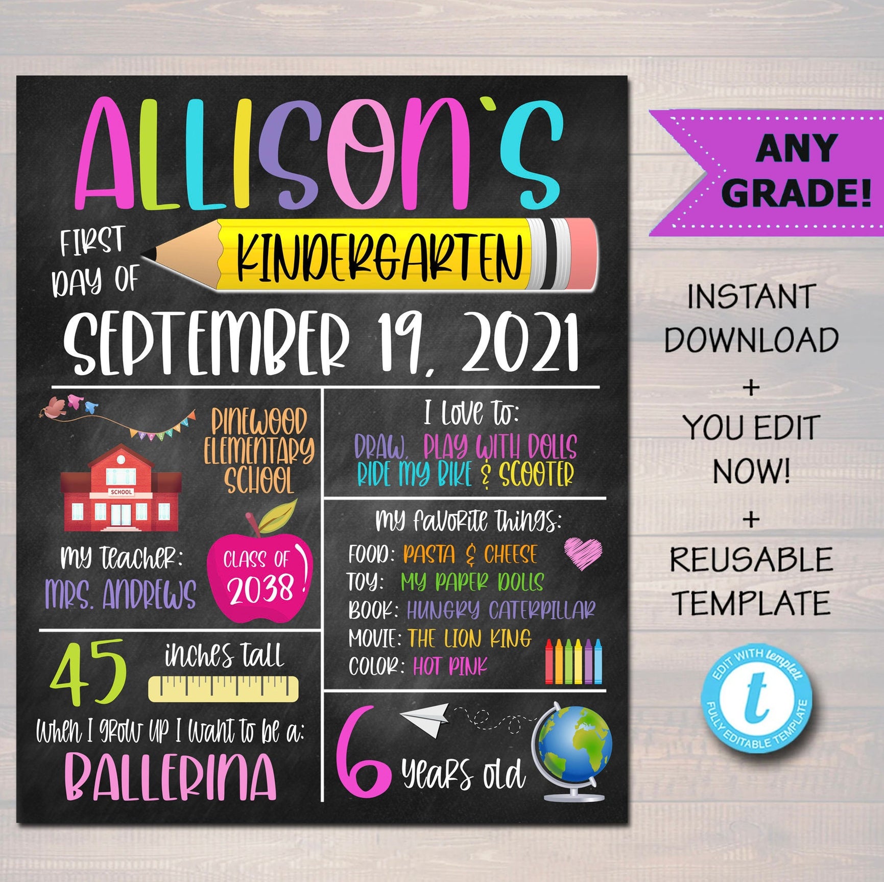 Editable First Day Of School Signs | TidyLady Printables
