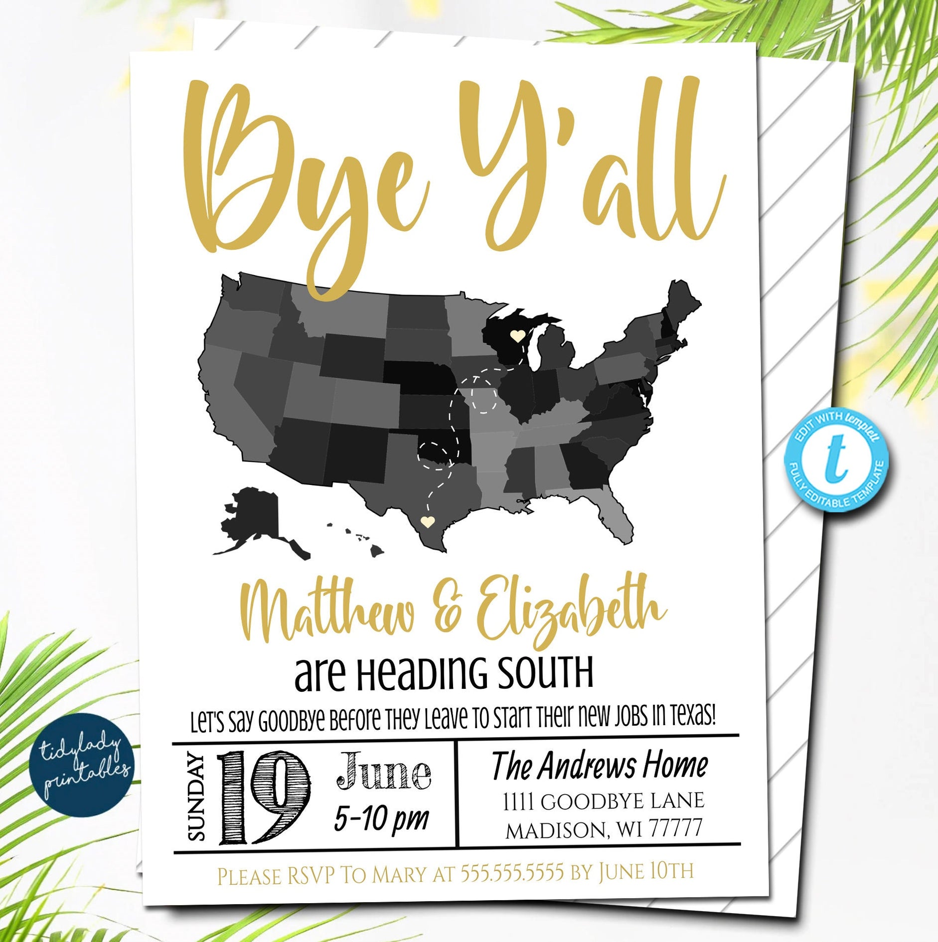 Going Away Party Invitate with Map | Farewell Party Retirement ...