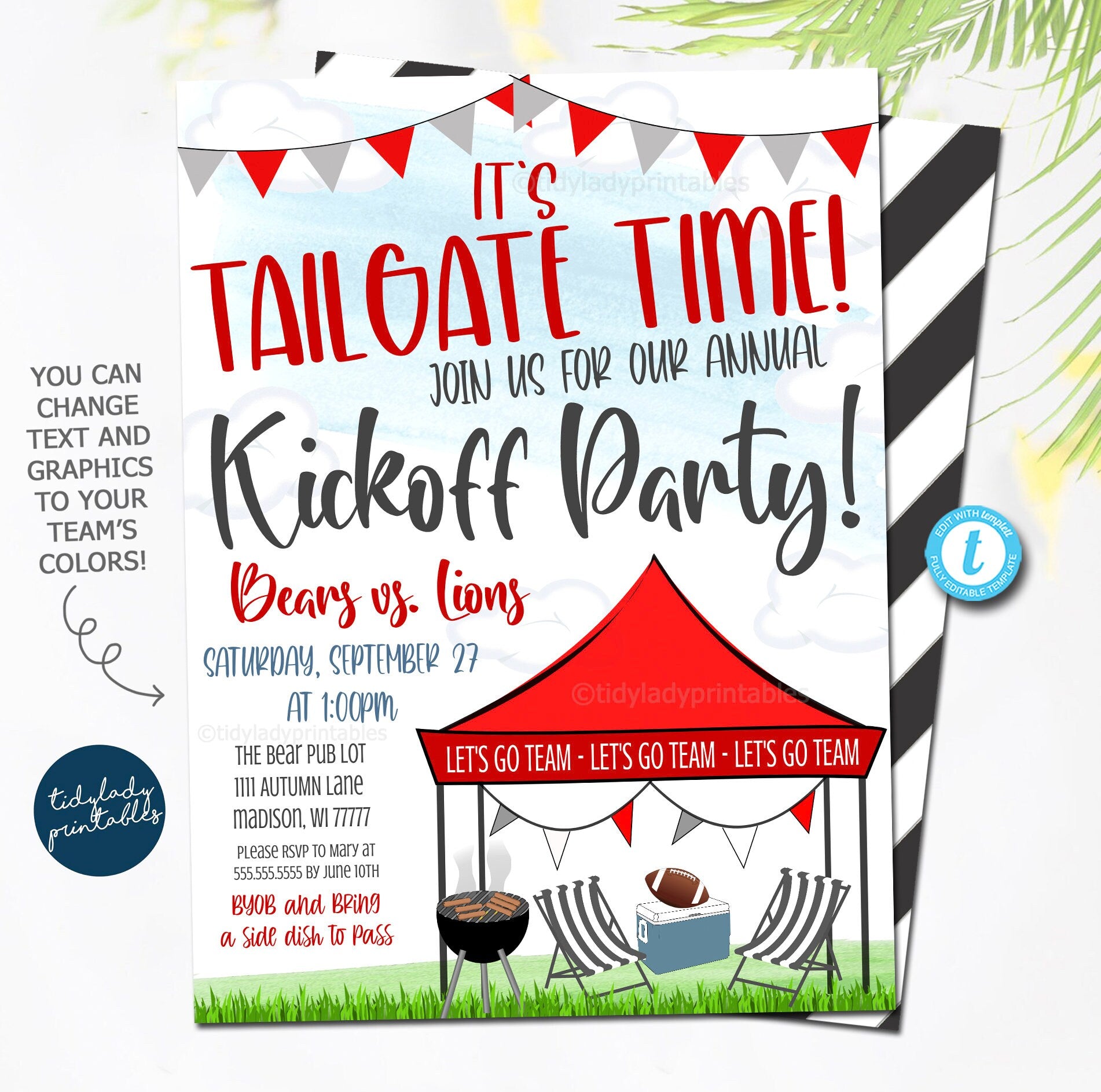Fall Sports Party Invitation Templates