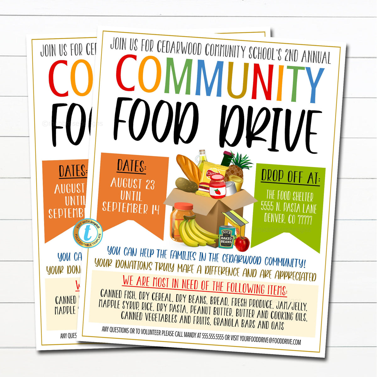 Food Drive Flyer Template | TidyLady Printables