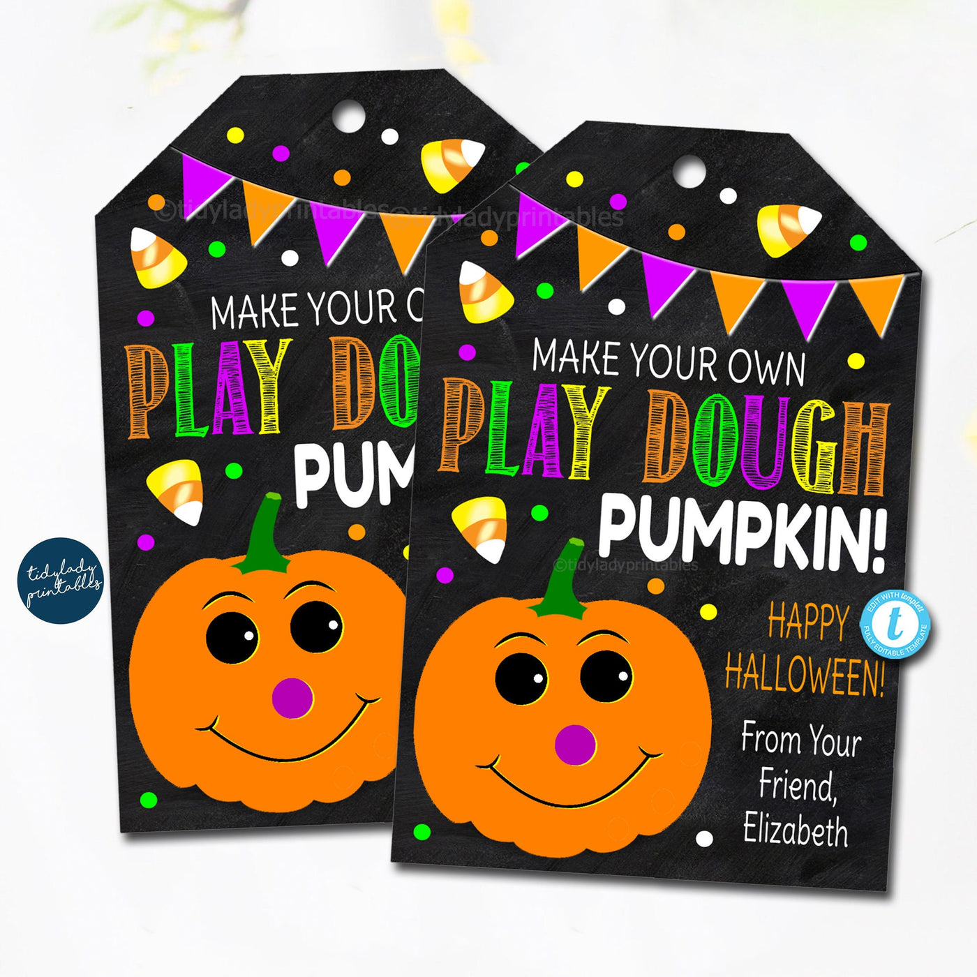 Make Your Own Playdough Pumpkin Halloween Gift Tags — TidyLady Printables