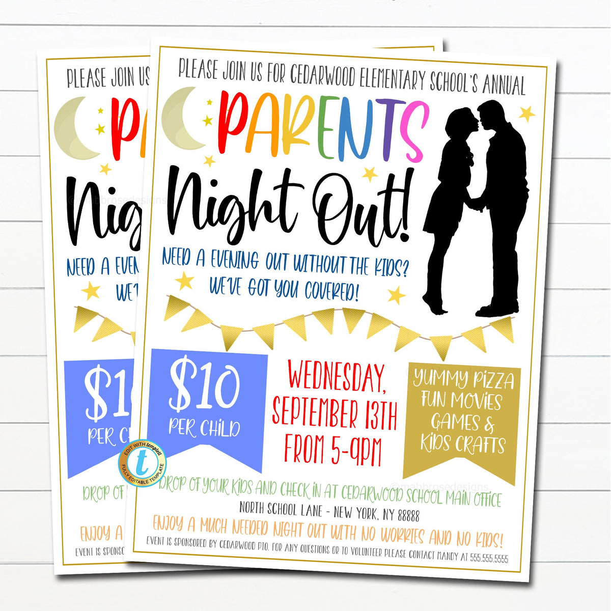 Editable Parents Night Out Flyer | TidyLady Printables