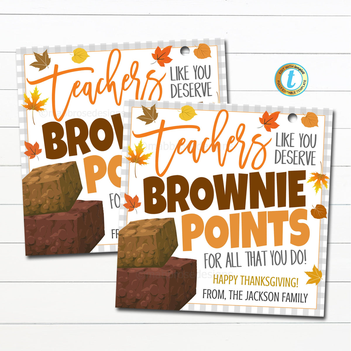 Fall Teacher Gift Tags | Teachers Deserve Brownie points — TidyLady ...
