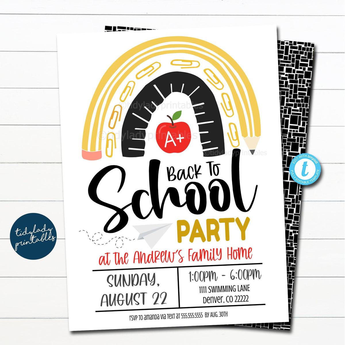 Back To School Party Invitation | TidyLady Printables