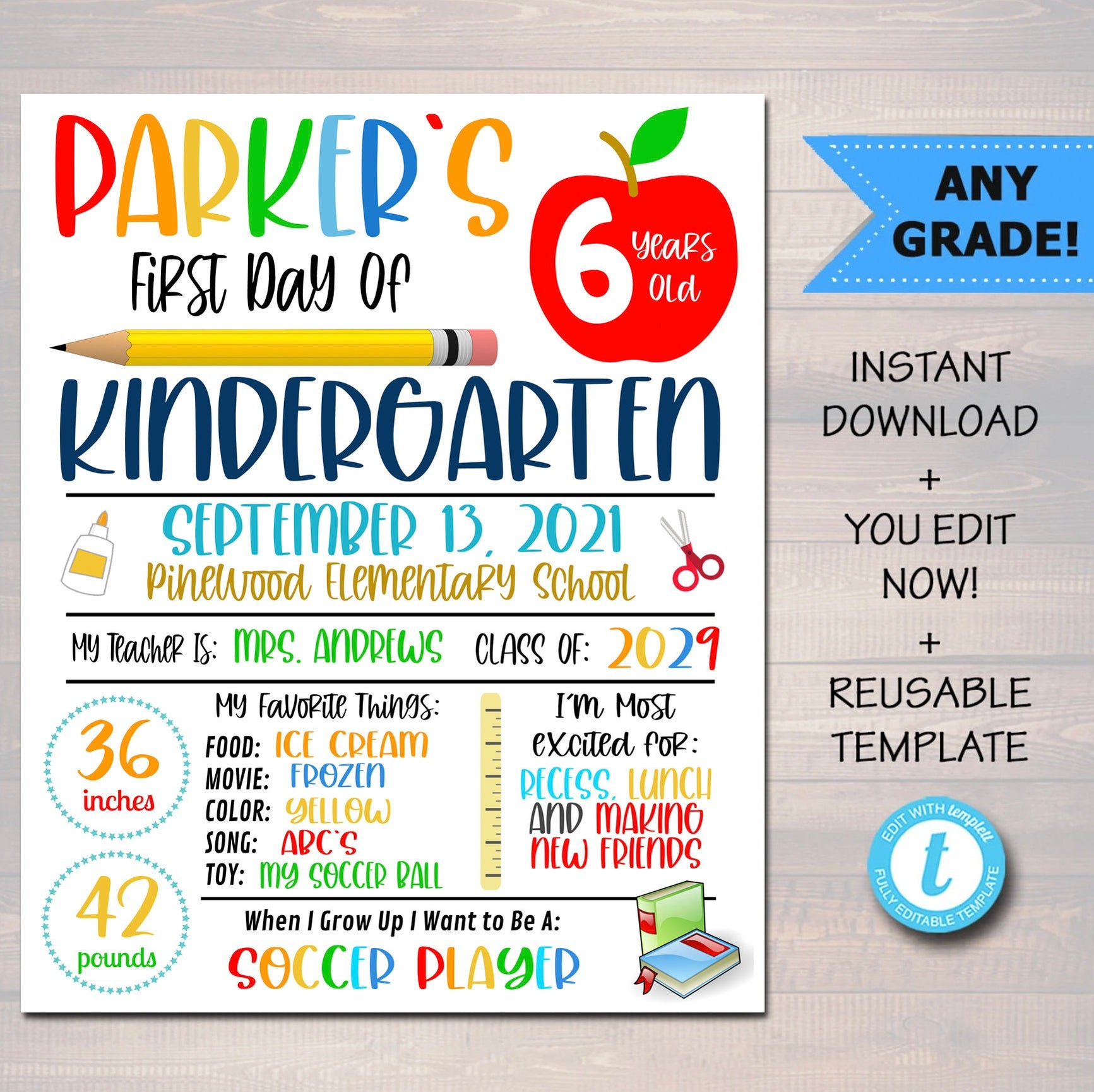 Editable First Day Of School Printable Sign — TidyLady Printables
