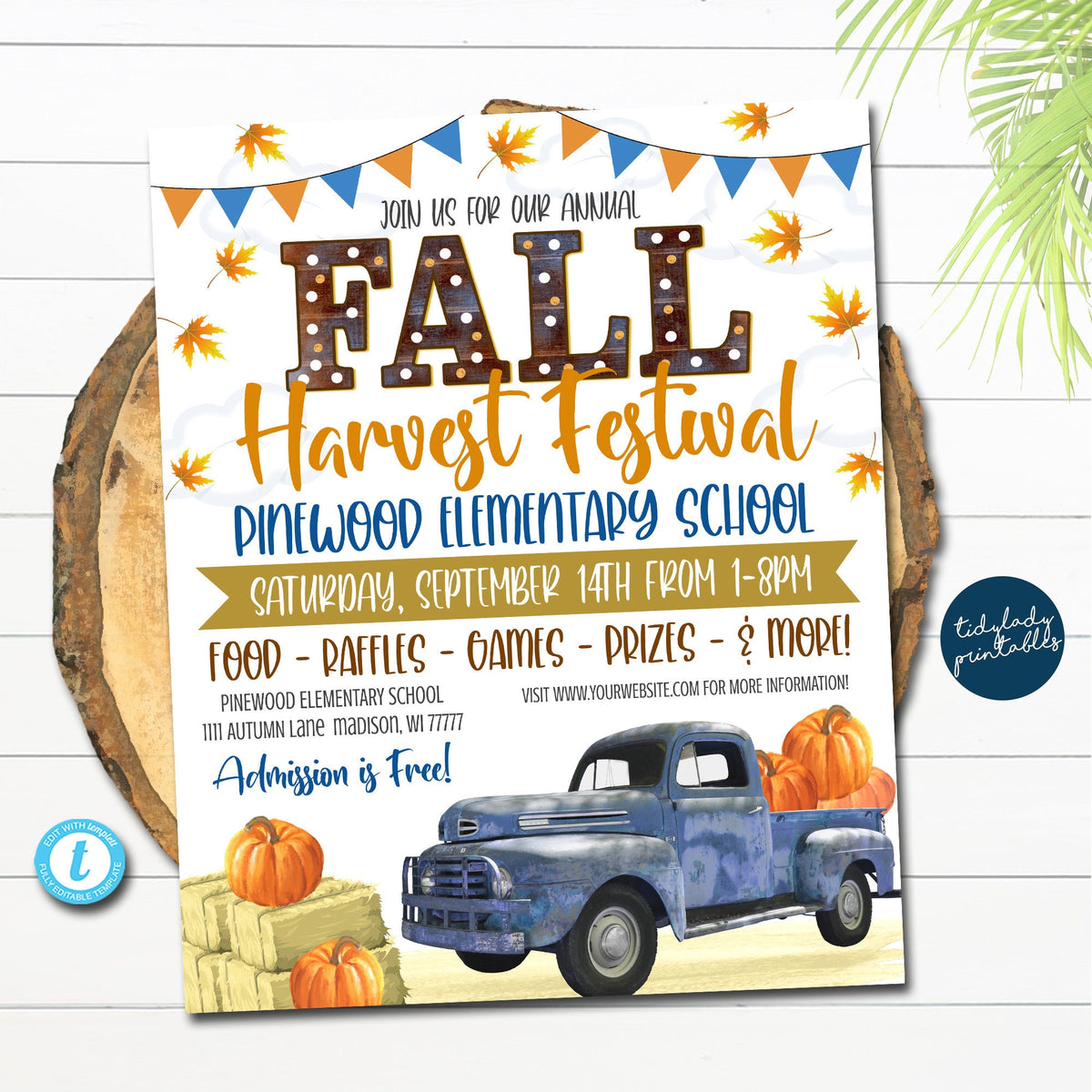 Fall Festival Fall Harvest Flyer Printable Halloween Invite — TidyLady ...