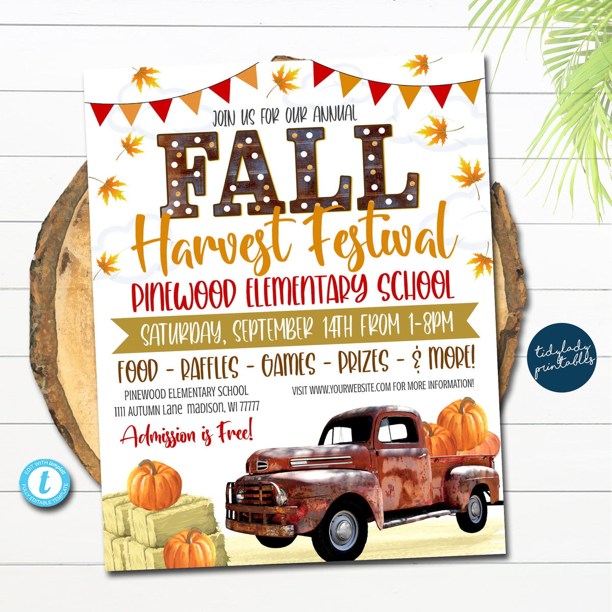Editable Fall Festival Fall Harvest Flyer | TidyLady Printables