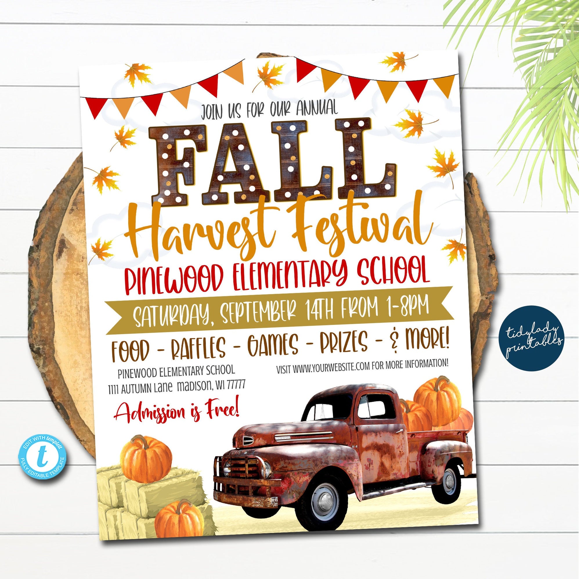Editable Fall Festival Fall Harvest Flyer | TidyLady Printables