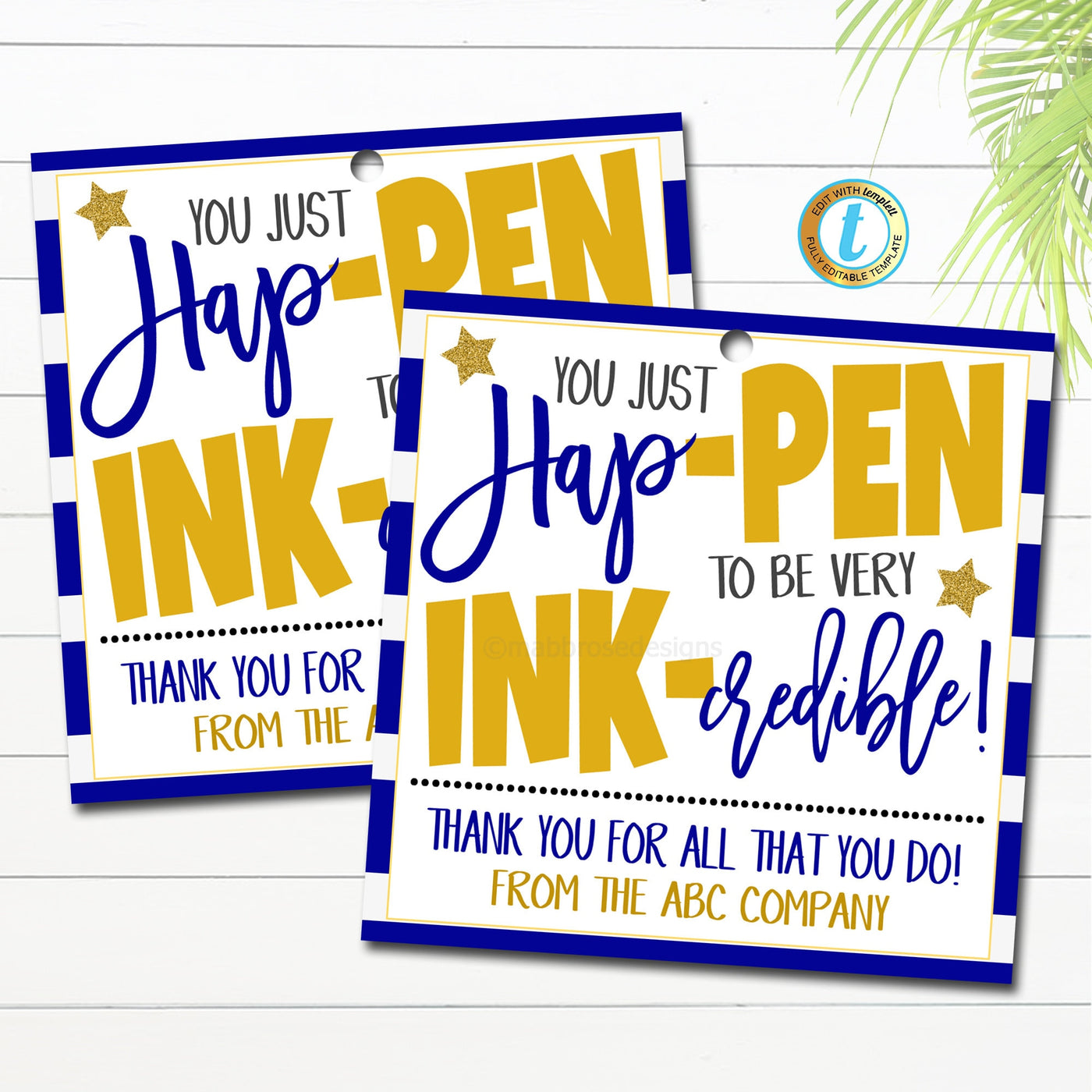 Pen Thank You Gift Tags | Hap-pen to Be Ink-credible — TidyLady Printables