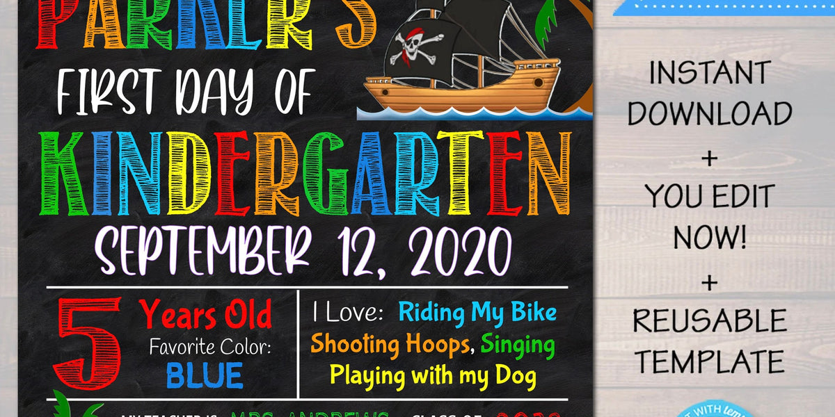 Pirate Theme First Day Of School Sign | TidyLady Printables