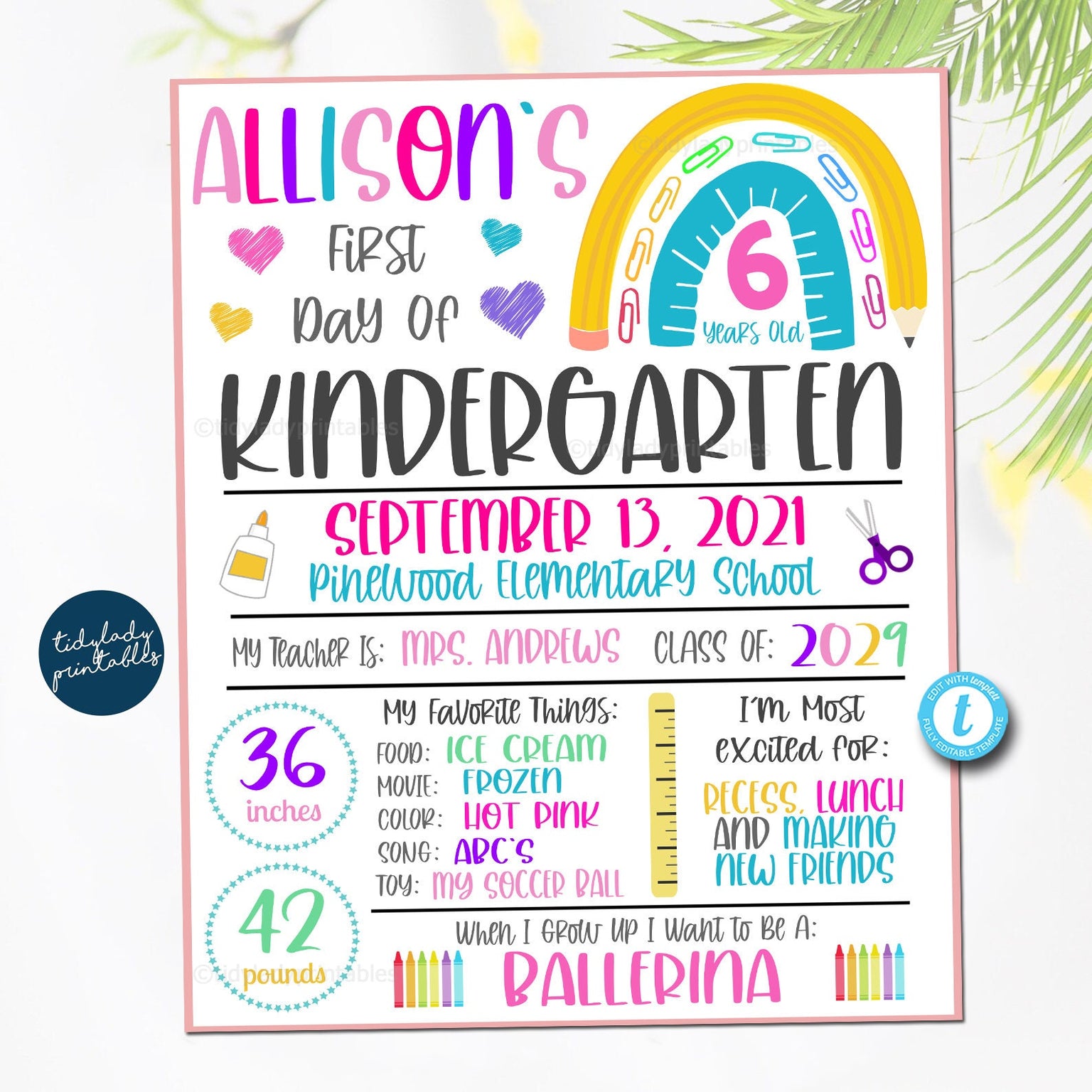 Editable First Day Of School Signs | TidyLady Printables
