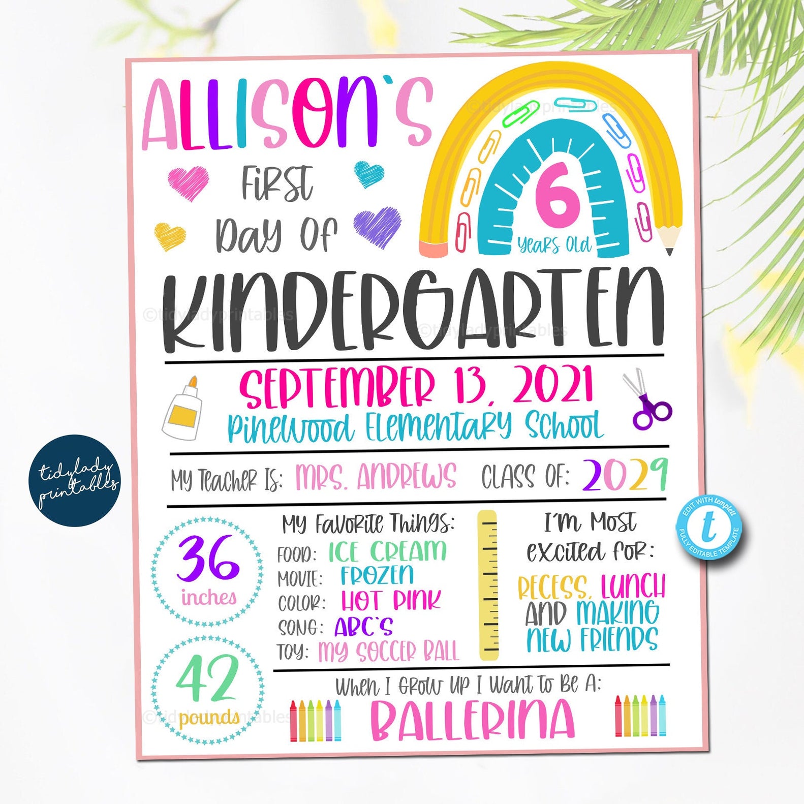 Editable Back to School Chalkboard Poster | Rainbow Theme — TidyLady ...