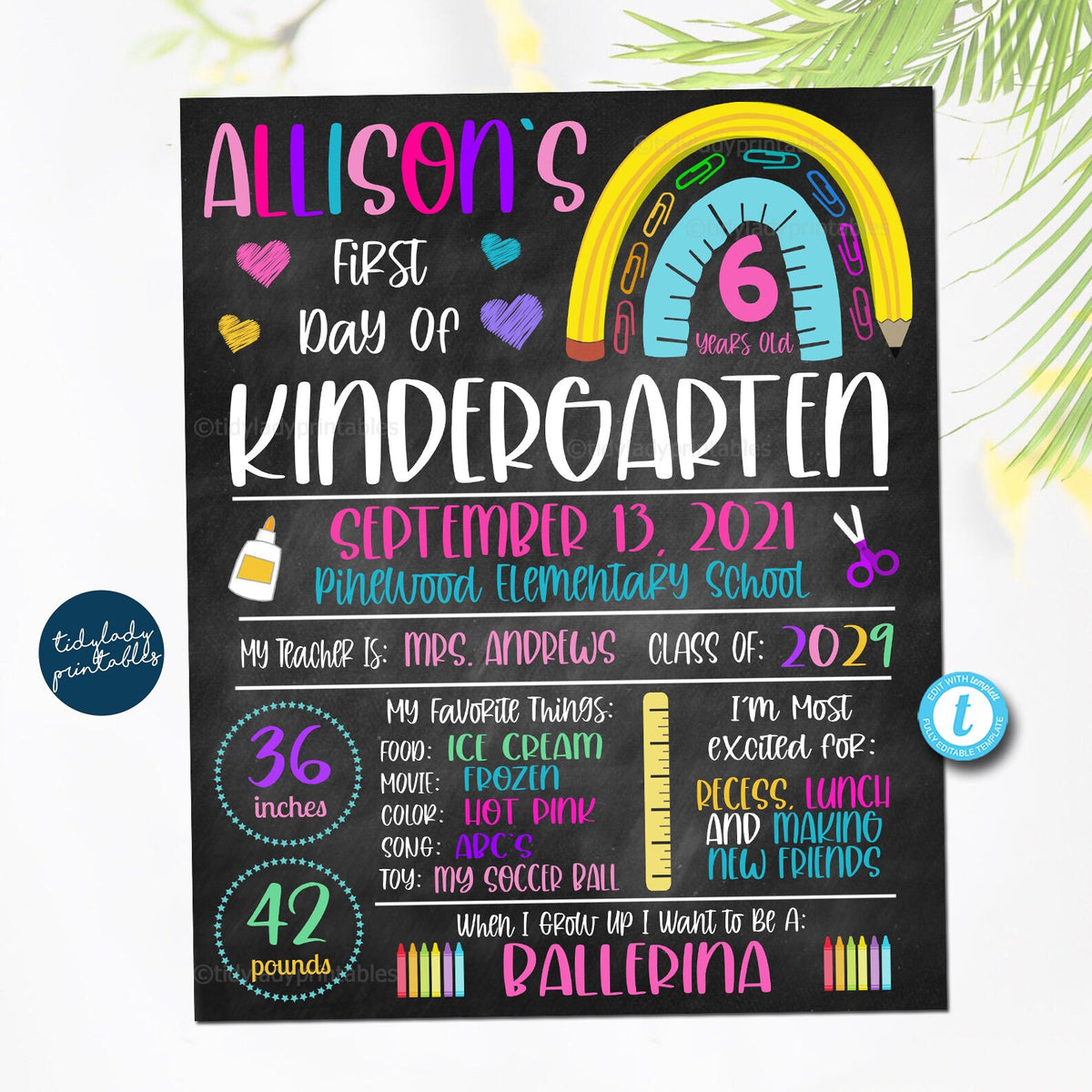 Editable First Day Of School Sign | 2022 — TidyLady Printables