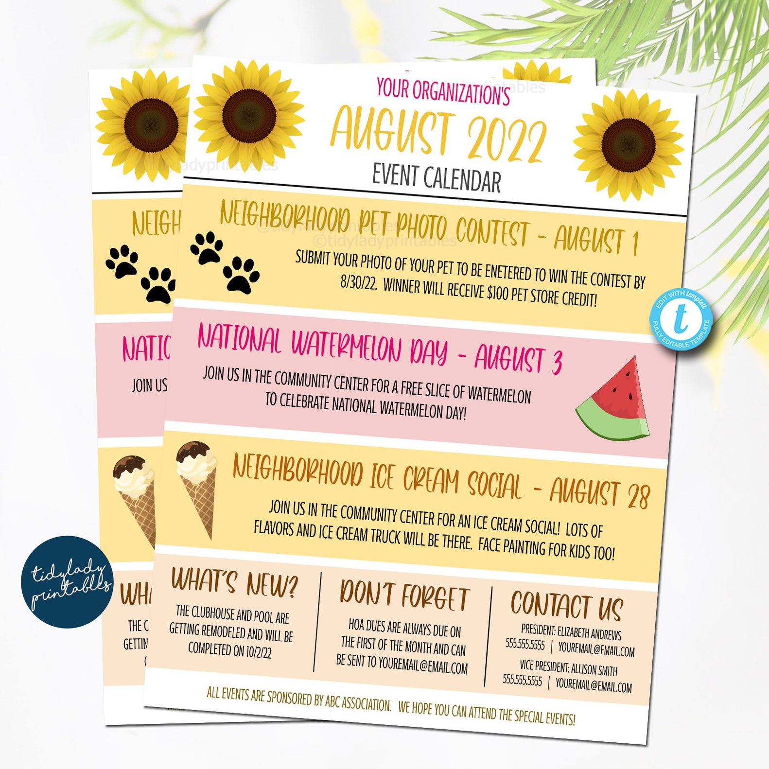 August PTO Events Newsletter Flyer | TidyLady Printables