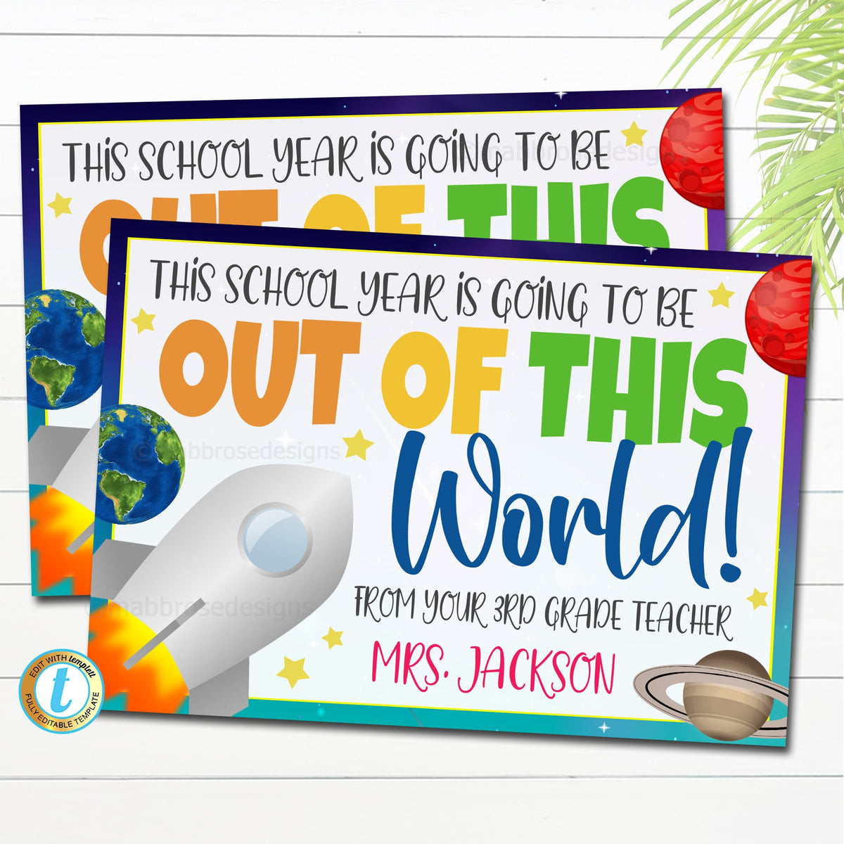 Back To School Outer Space Teacher Postcard — TidyLady Printables