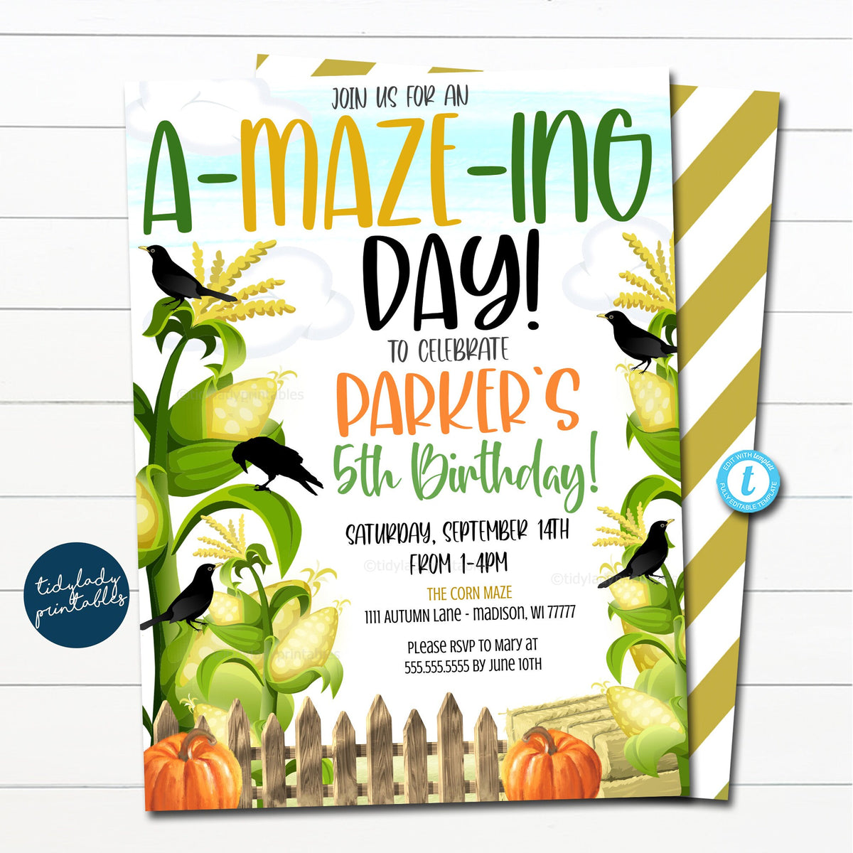 Fall Corn Maze Birthday Invitation | TidyLady Printables