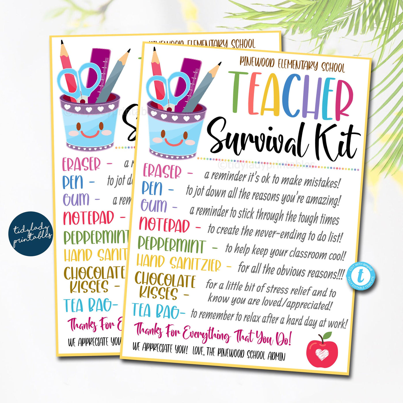 Teacher Survival Kit Printable | Back to School Teacher Gift — TidyLady ...