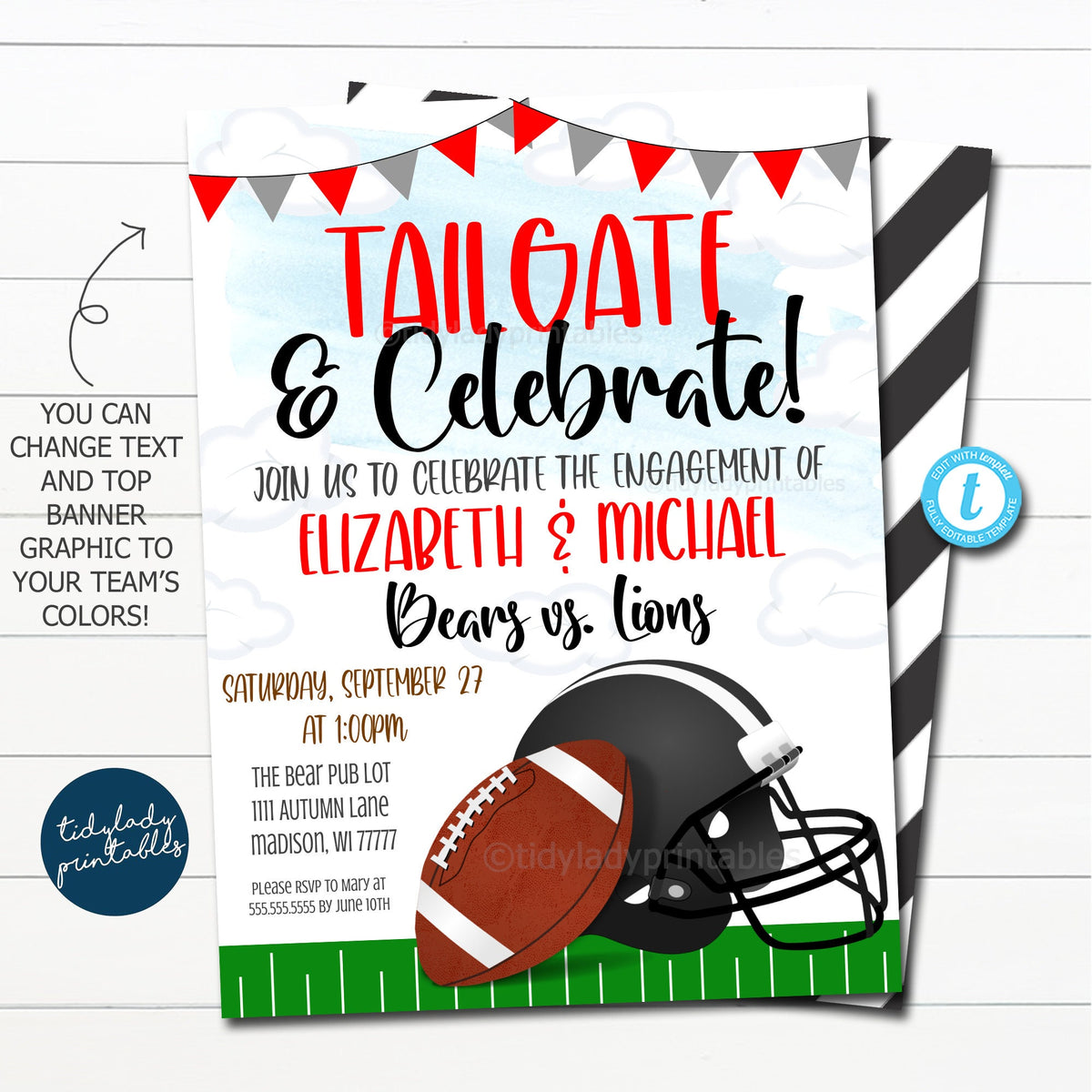 Football Engagement Invitation | Touchdown Party Coed Couples ...