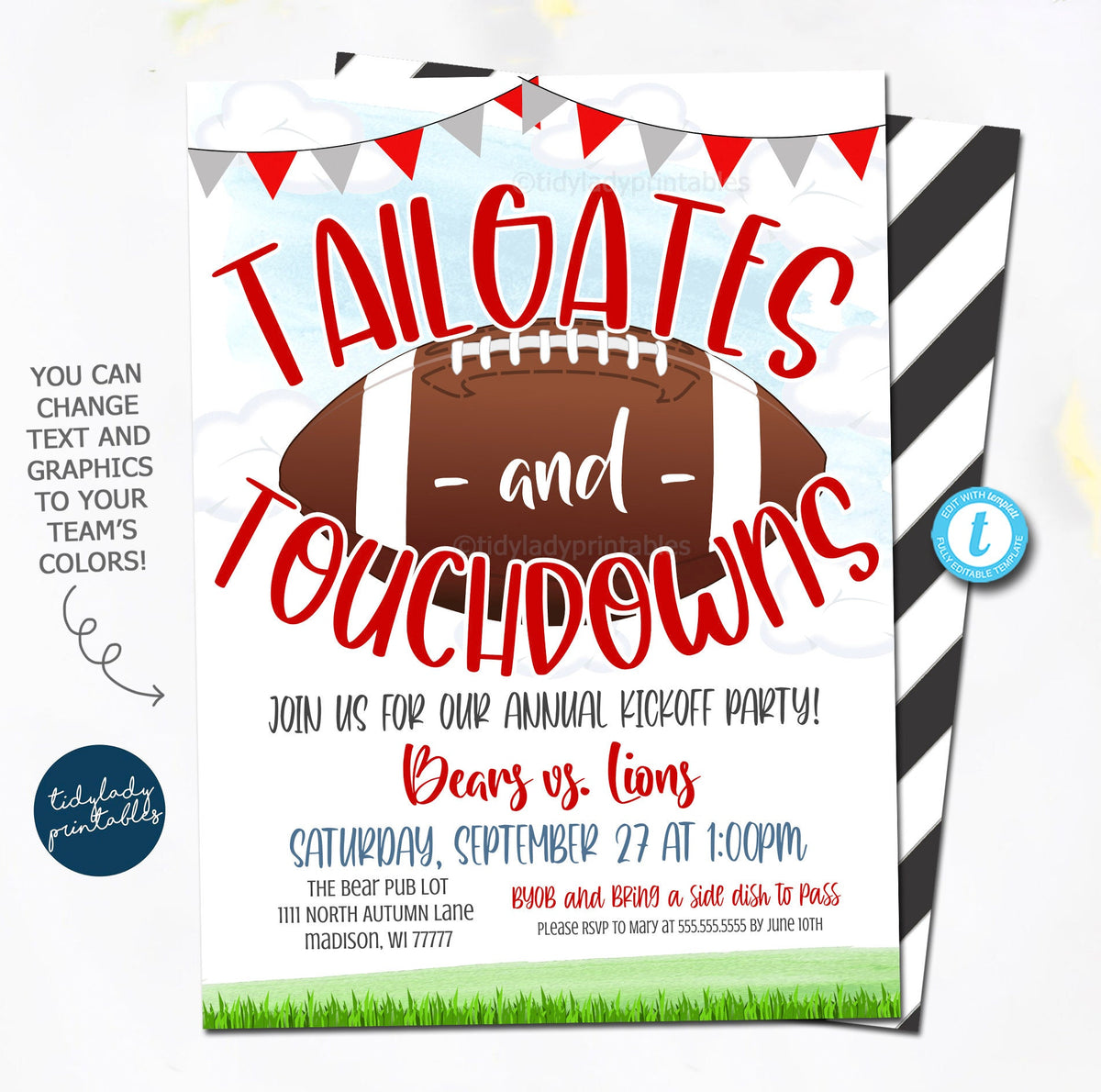 Football Party Invite | Tailgates and Touchdowns Kick Off Party ...