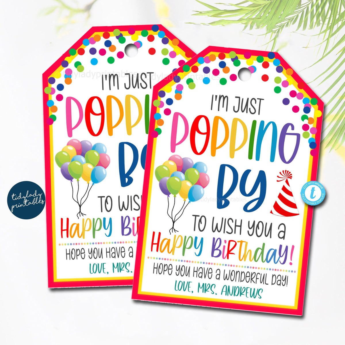 Happy Birthday Pop It Tag | TidyLady Prntables — TidyLady Printables